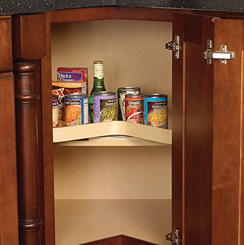 Maple Wood Lazy Daisy Kidney-Shaped 360 Degree Swiveling Shelf Mounted Revolving Susan (24 INCH)