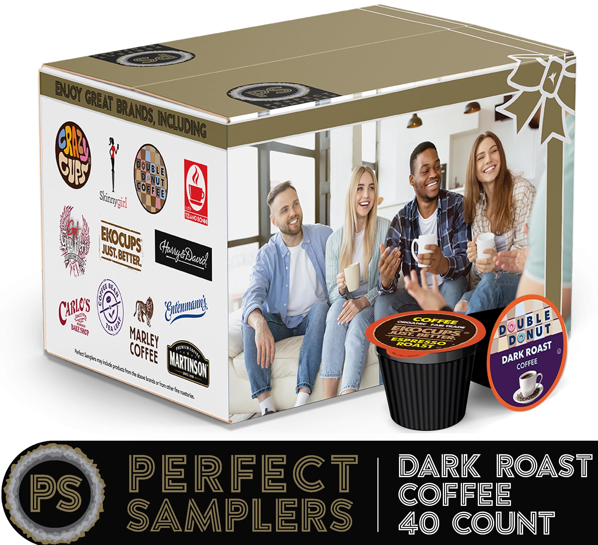 Perfect Samplers Dark Roast Coffee Pod Variety Pack - Pack for Keurig K Cups Coffee Makers, Bold 40 Count