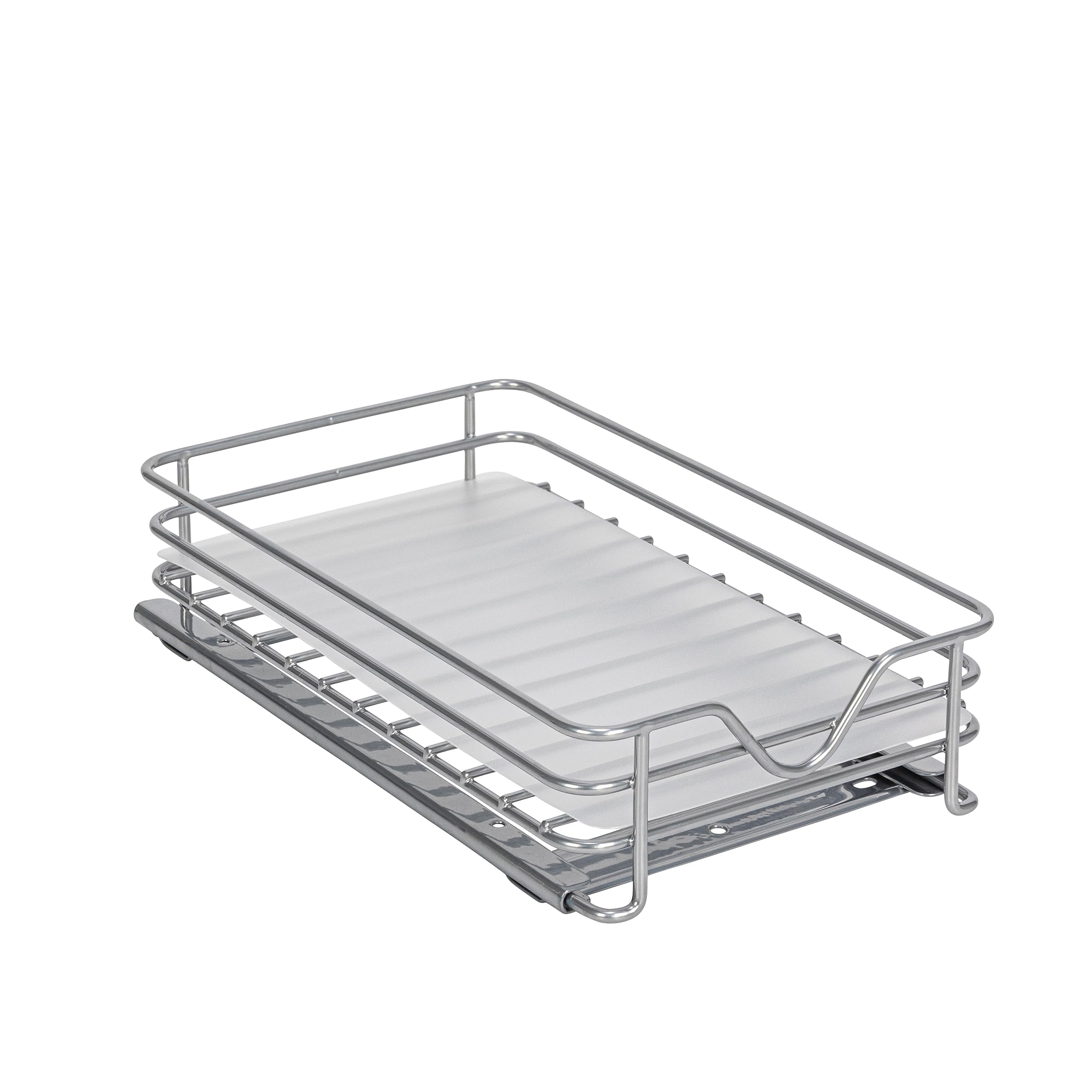 Household Essentials Nickel Glidez Brushed Pull Out Spice Rack Organizer, 6 Inches Wide, 6"