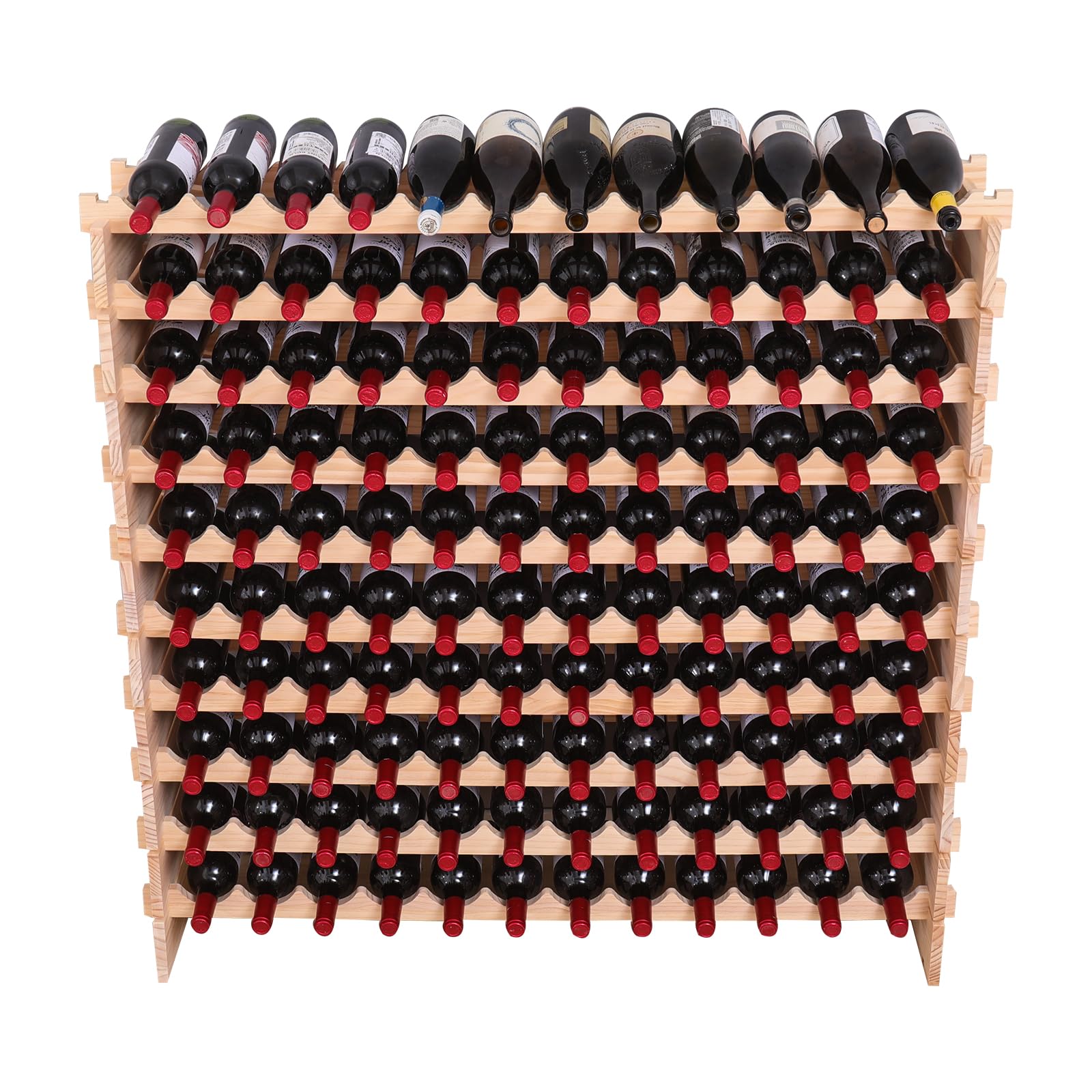 Wooden Stackable Storage Modular countertop Wine Rack Cabinet-Freestanding for Floor Wine Display Stand Holder (16bottle)