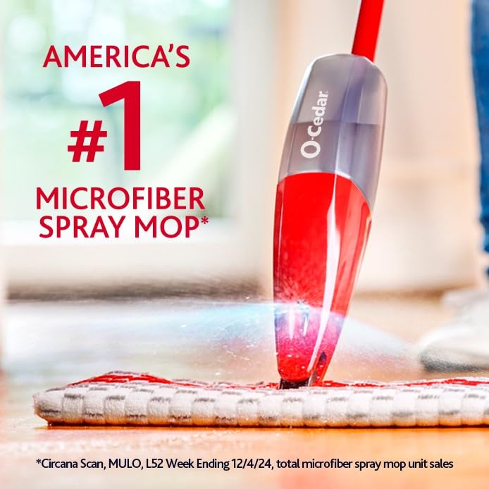 O-Cedar ProMist MAX Spray Mop, PMM with 2 Extra Refills, Red