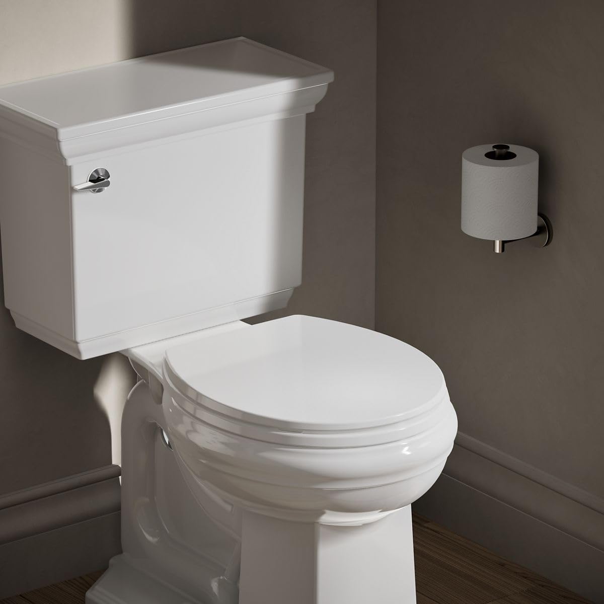 Kohler K-4775-0 Brevia Round Toilet Seat with Grip-Tight Bumpers, Quick-Attach Hardware, White ,1 Count(Pack of 1)