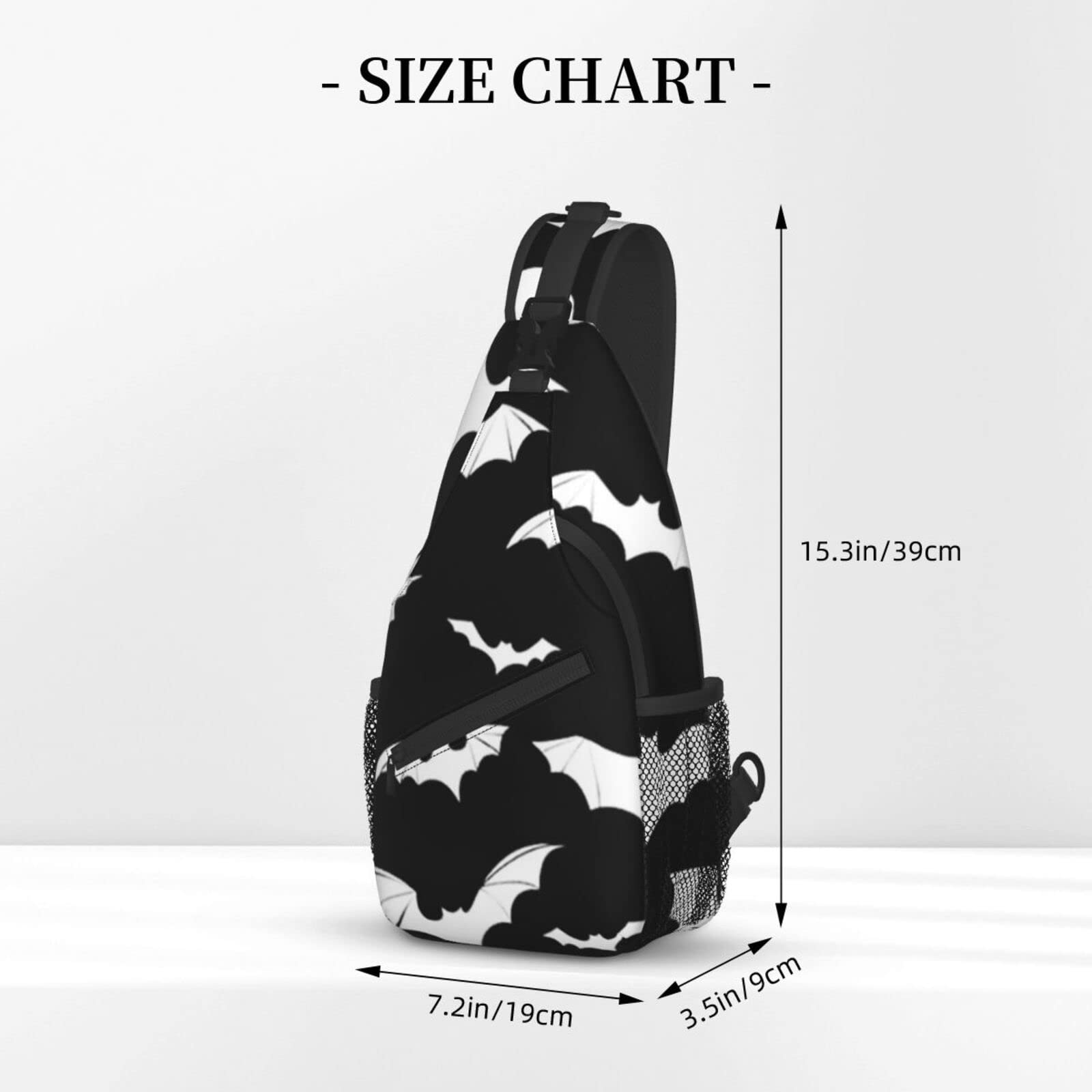MuMuYun Sling Bag, Bats Halloween Goth print Crossbody Sling Backpack for Casual Shoulder Women And Men, Black
