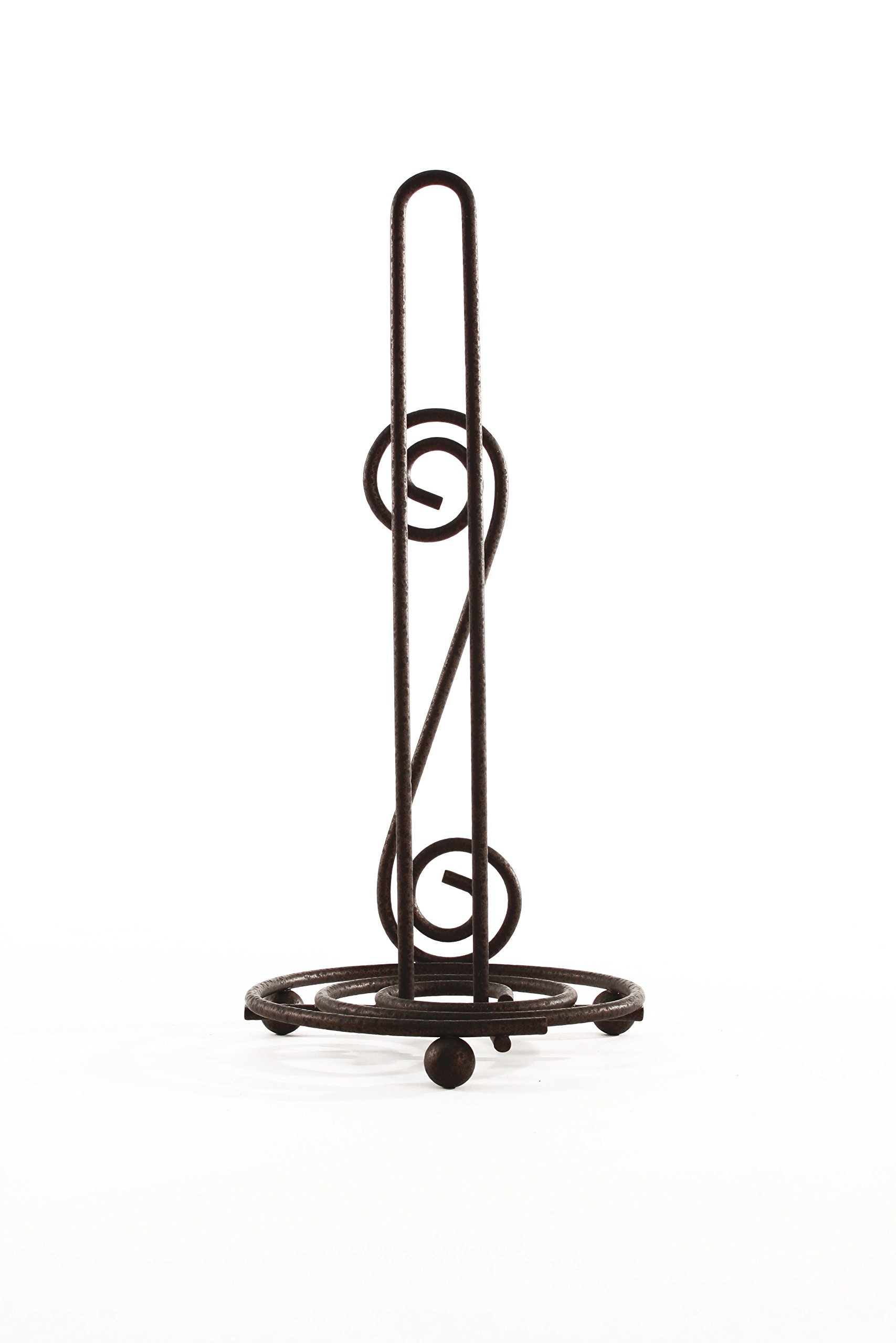 Spectrum Diversified Scroll Holder for Kitchen Countertops, Bars & Dining Tables, Steel Paper Towel Stand, Fits Standard & Jumbo Rolls, Hammered Bronze