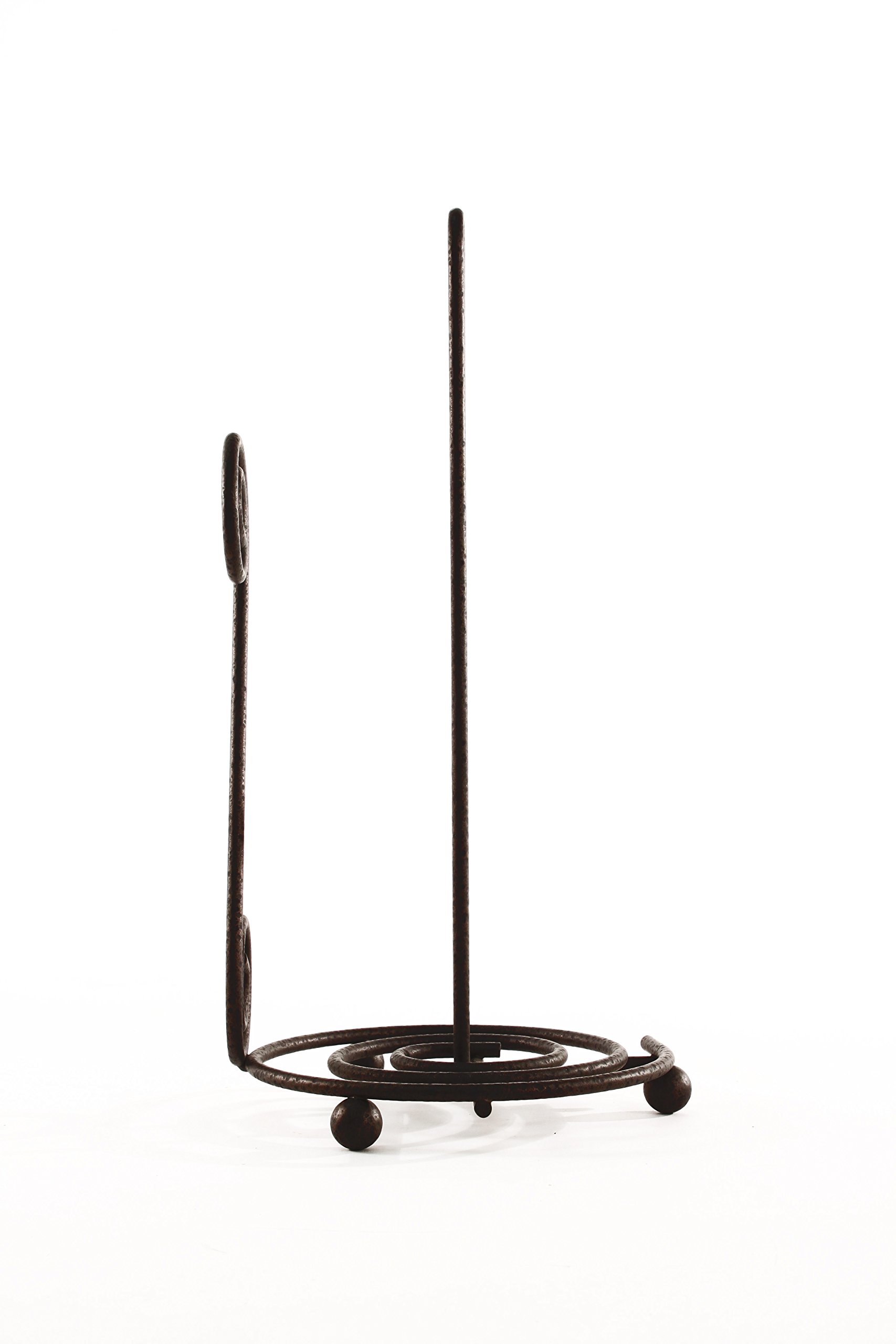 Spectrum Diversified Scroll Holder for Kitchen Countertops, Bars & Dining Tables, Steel Paper Towel Stand, Fits Standard & Jumbo Rolls, Hammered Bronze