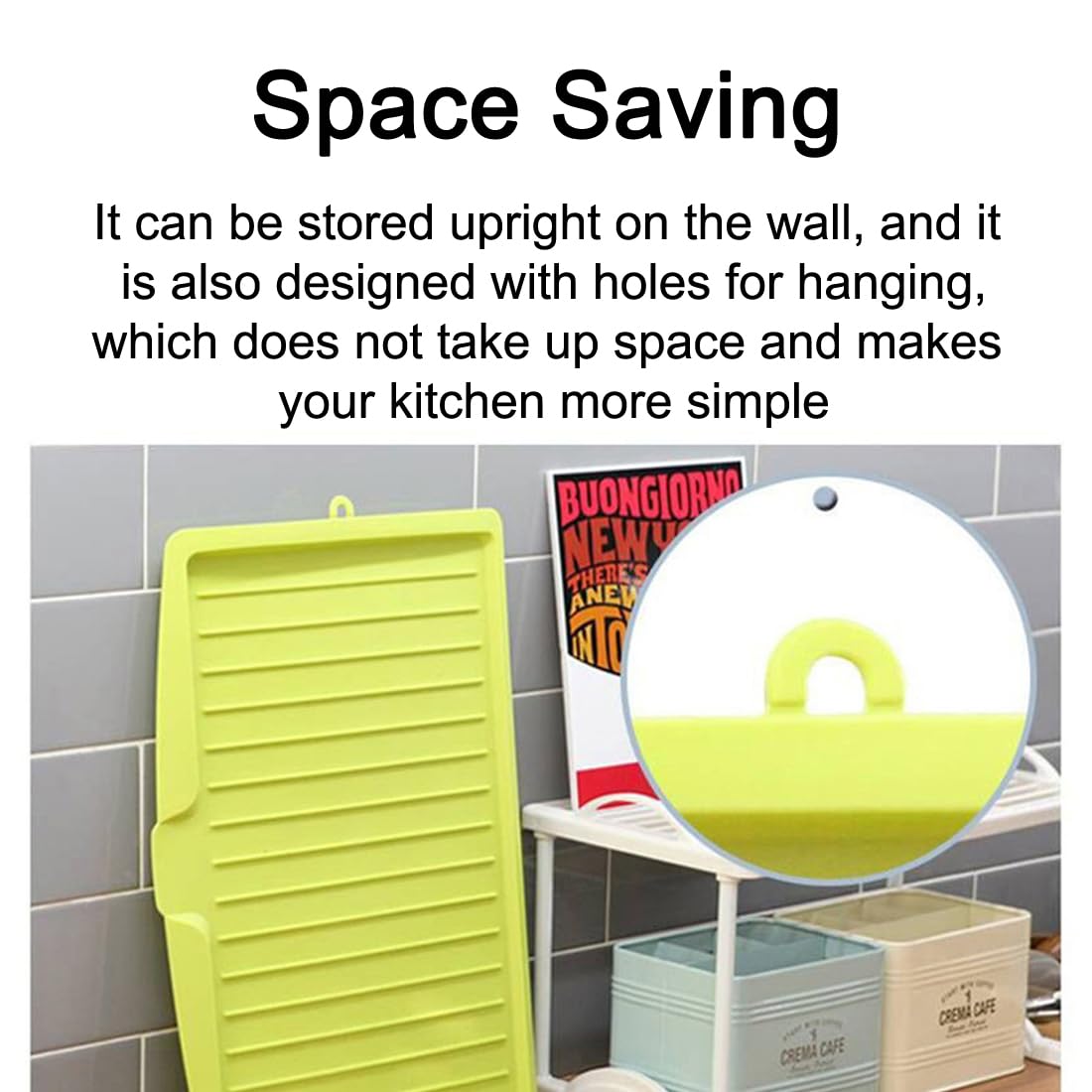 Qingsi 1 PC Premium Drip Tray Dish Drainer Mat Plastic Kitchen Dish Draining Rack Dish Drain Board Sink Side Drip Sloping Draining Tray for Pots, Pans, Fruit Vgetable Drain Cooking Holder Tools