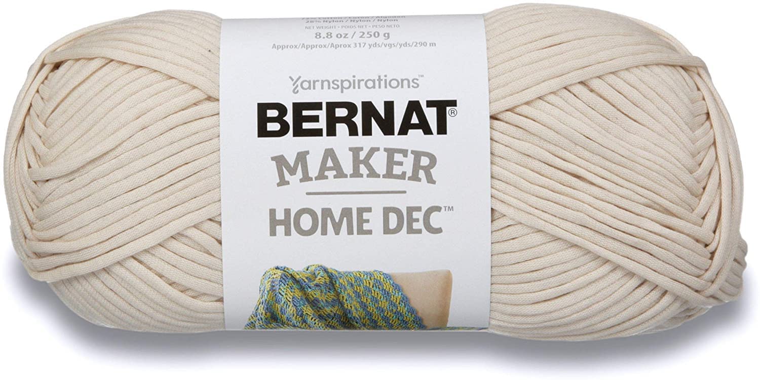 Bernat Maker Home Dec Cream Yarn - 2 Pack of 250g/8.8oz - Cotton - 5 Bulky - 317 Yards - Knitting/Crochet