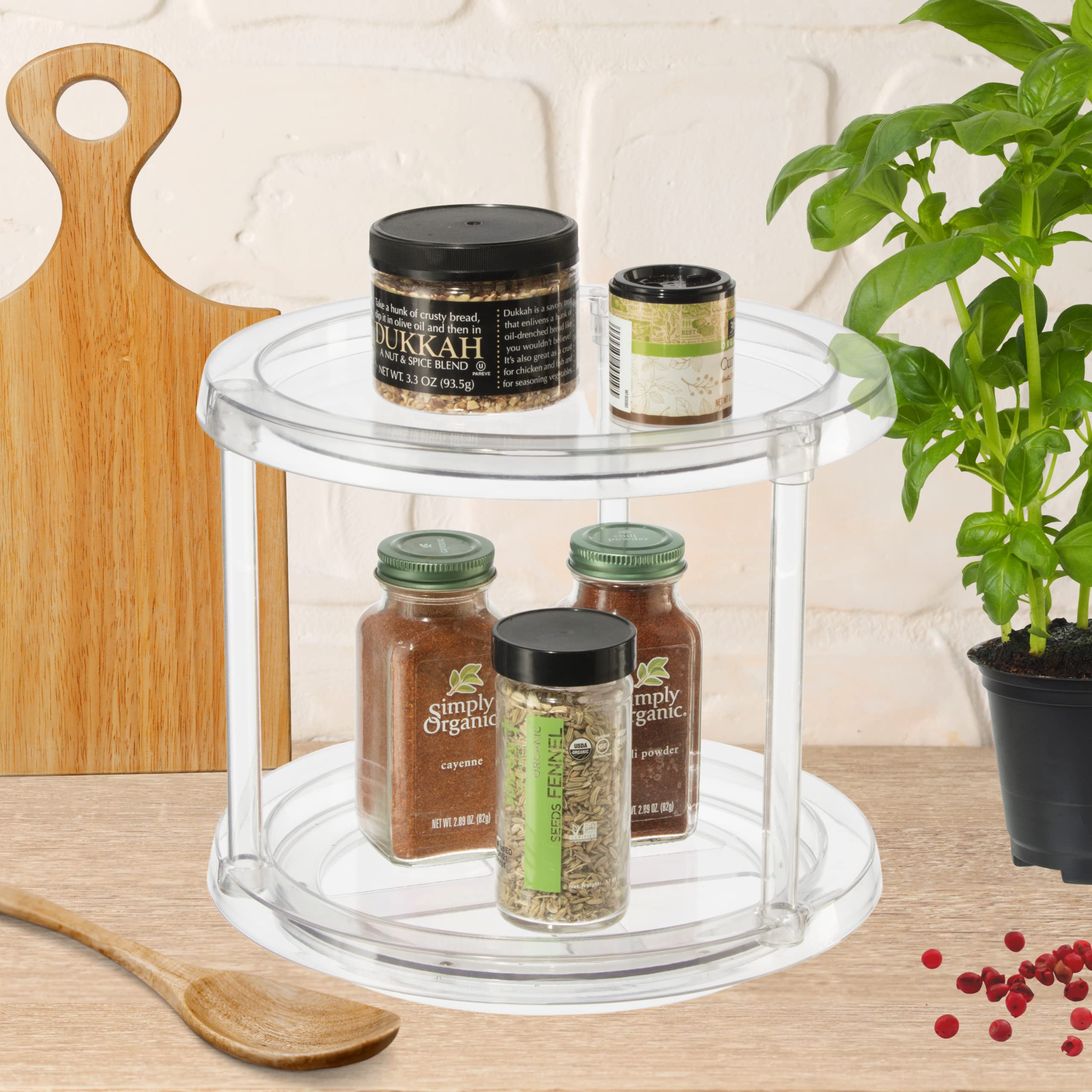 OGGI Two Tier Lazy Susan Rotating Organizer for Kitchen, Pantry, Cabinet Organizing and Storage. Ideal as a Rotating Spice Rack and Pantry Can Organizer, 9.75'' Dia x 8'' H (7780.)