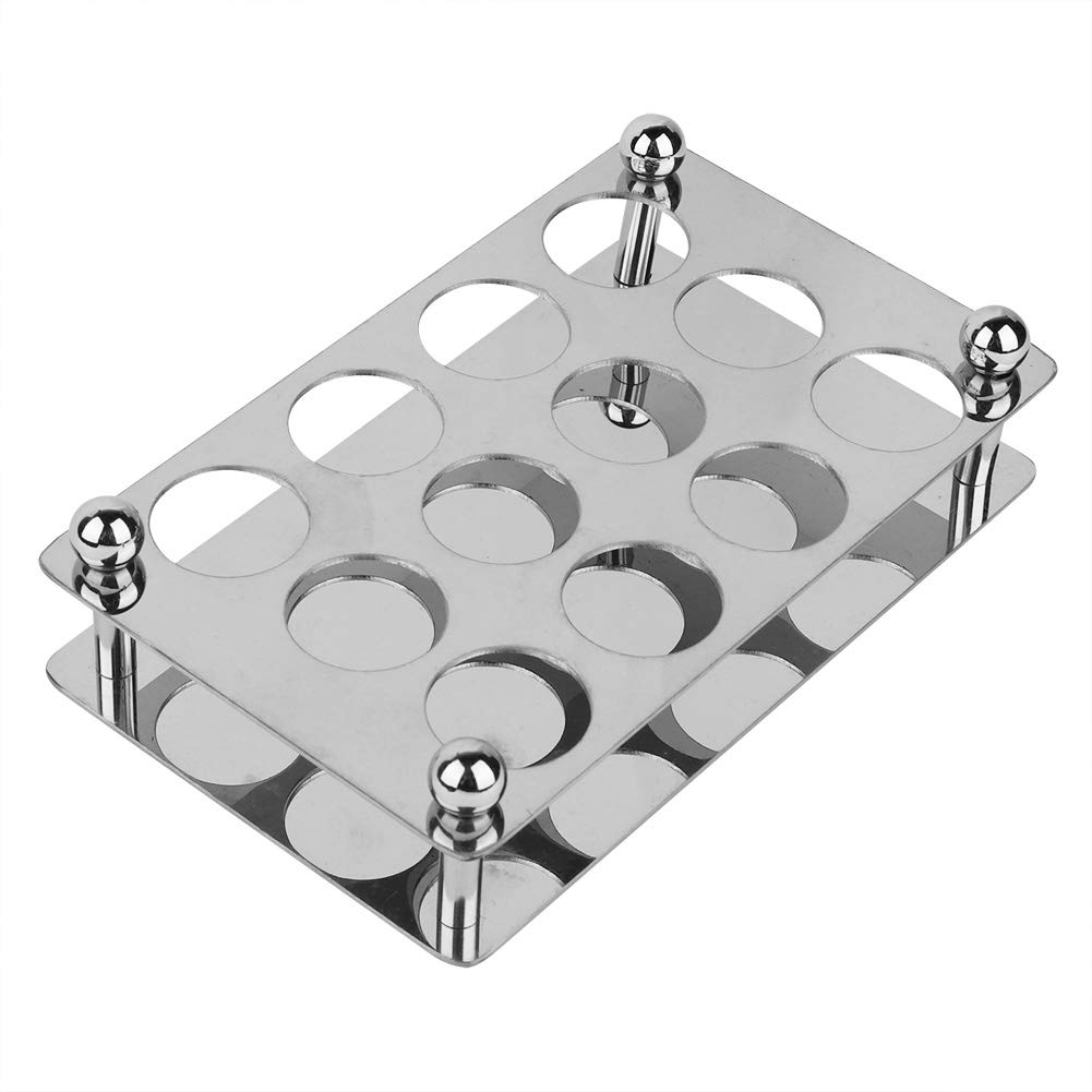 Yolispa Shot Glass Rack Stainless Steel Shot Glasses Holder Storage Drying Rack with 12 Holes Glass Holder