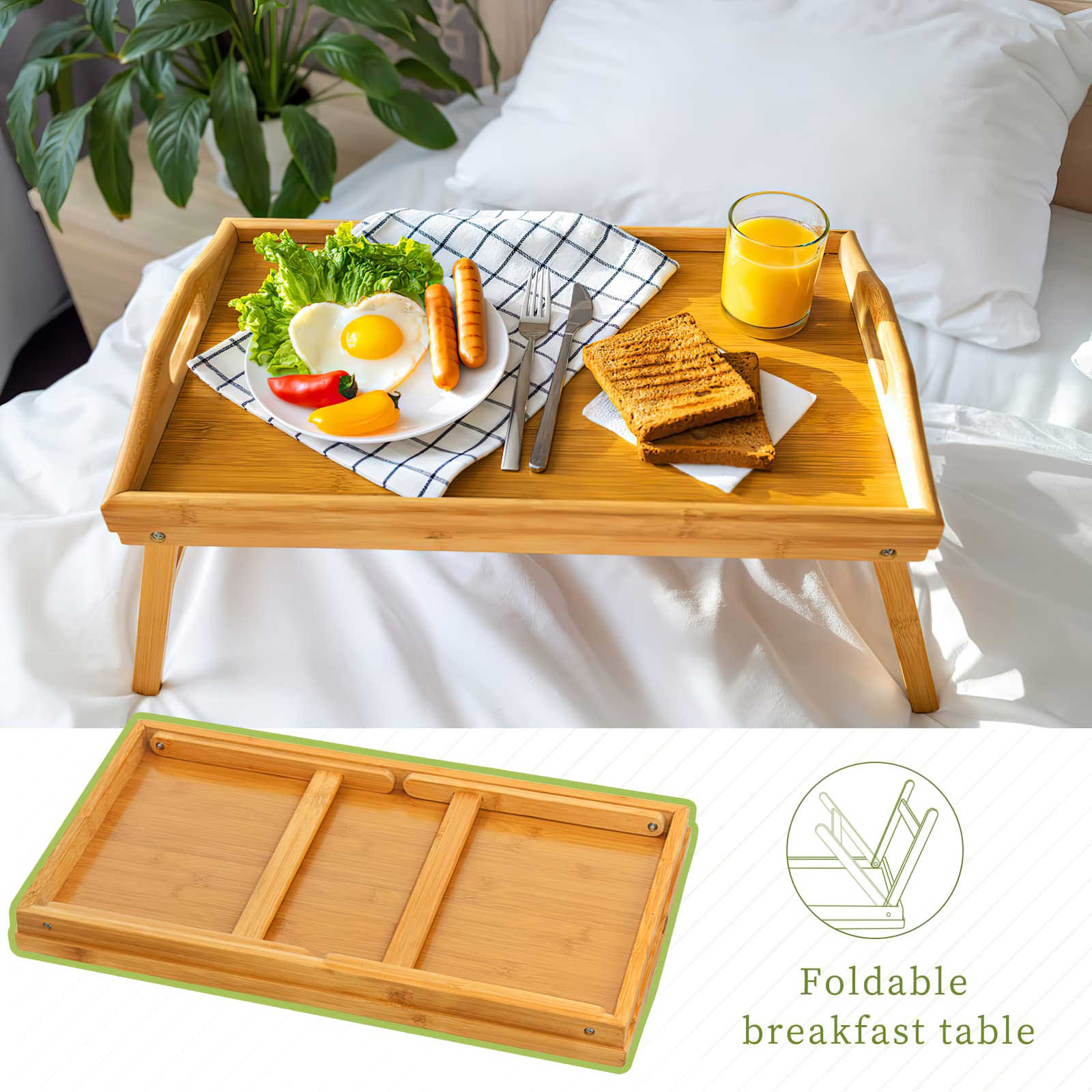 2 Pack Bed Tray Table & 2 Pack Silverware Organizer