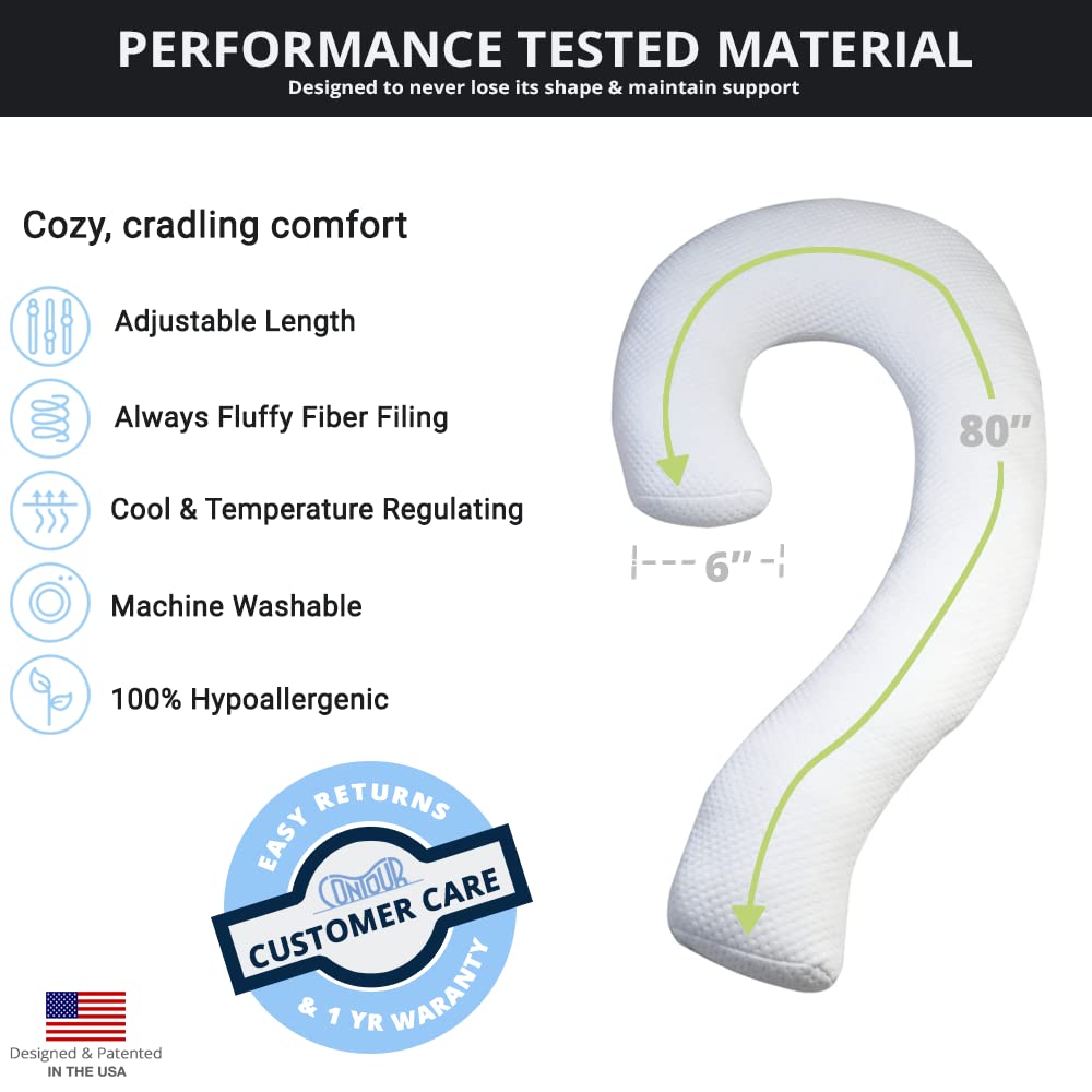 Contour Swan Body Pillow w/ Pillowcase & Mesh Laundry Bag