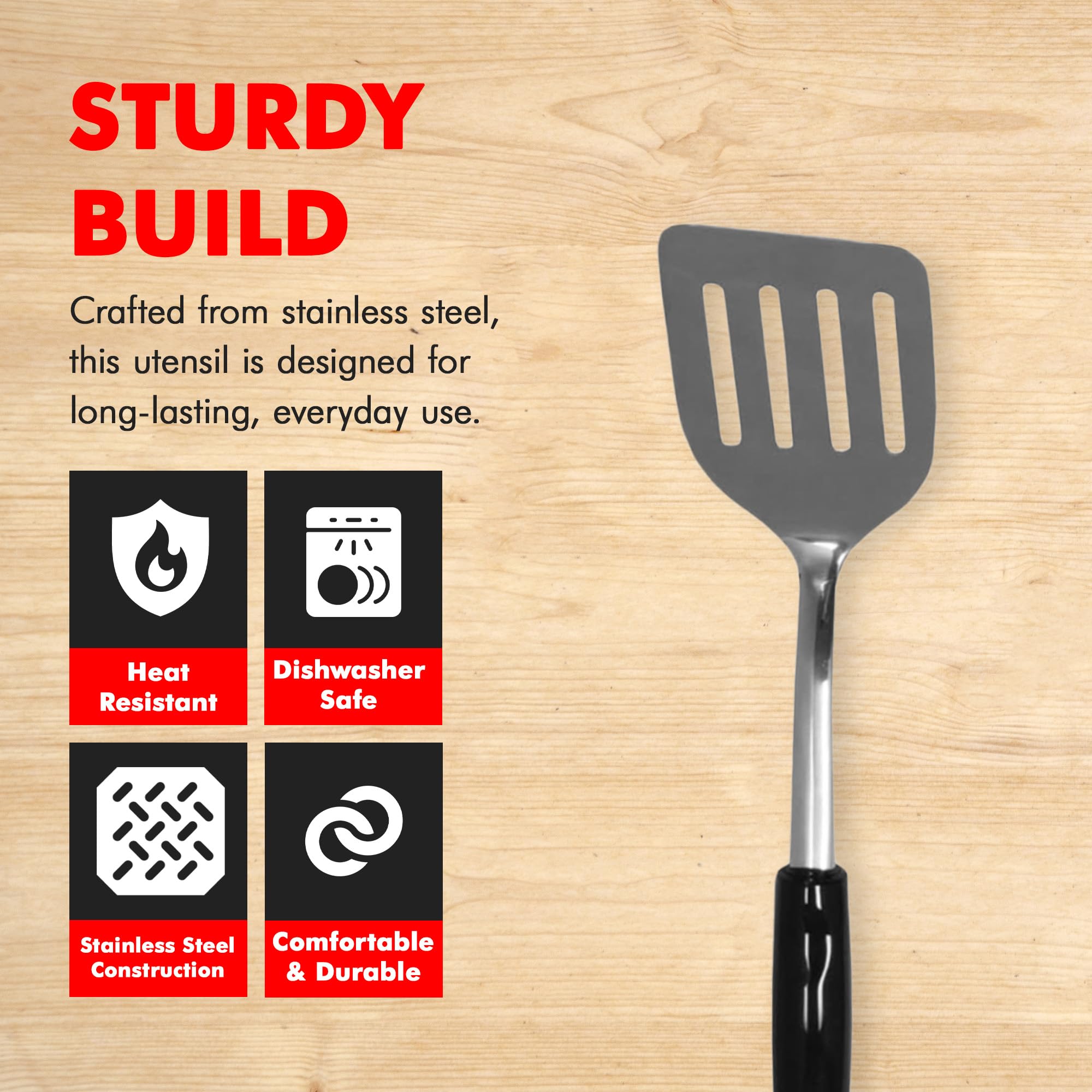 Chef Craft Heavy Duty Turner/Spatula, 13.5 inch, Stainless Steel