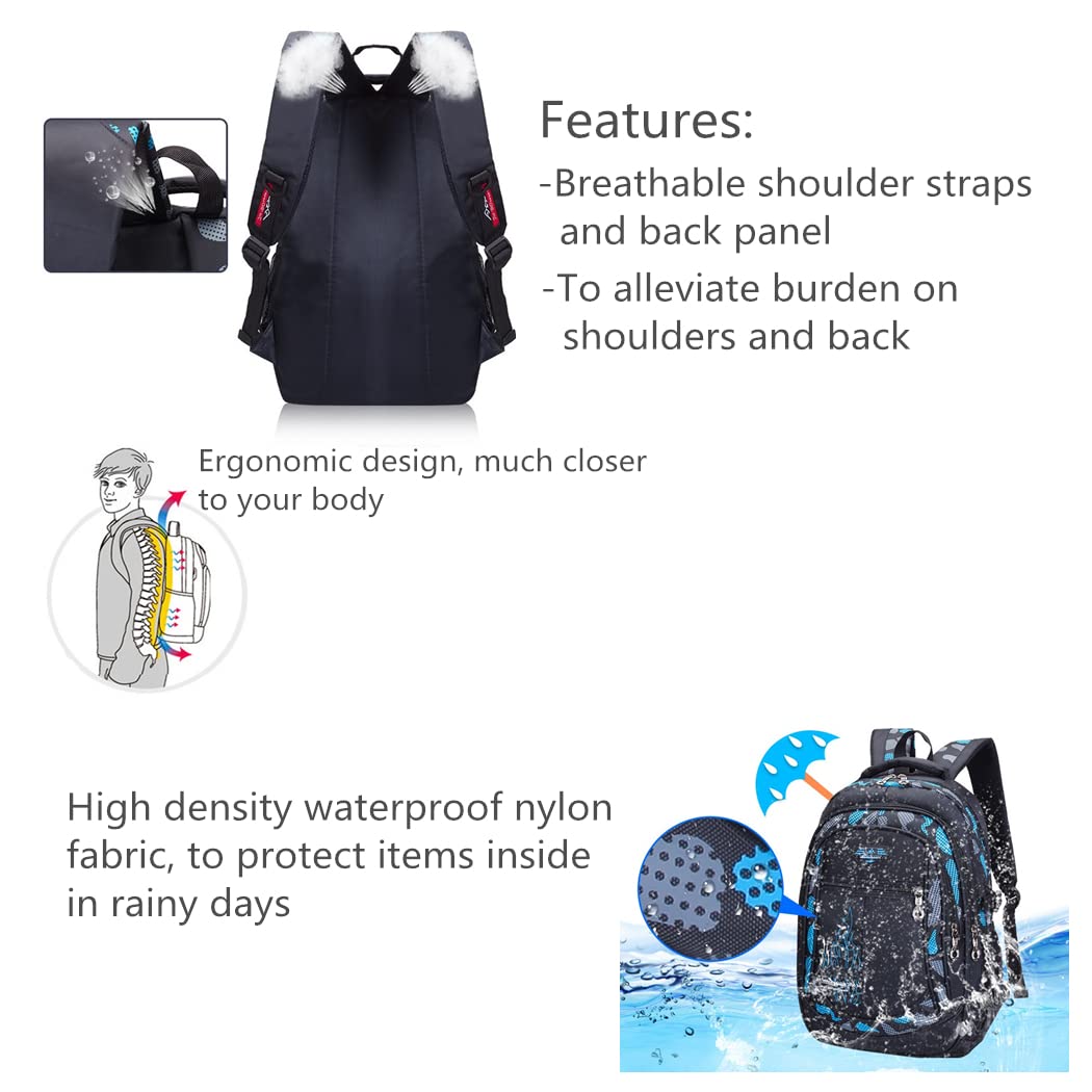 Flora Camo Backpacks for Middle School Elementary, Camo Bookbags for Teens Boys, Camouflage School Bags