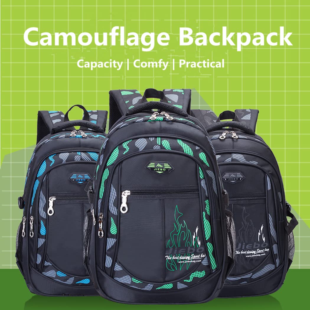 Flora Camo Backpacks for Middle School Elementary, Camo Bookbags for Teens Boys, Camouflage School Bags