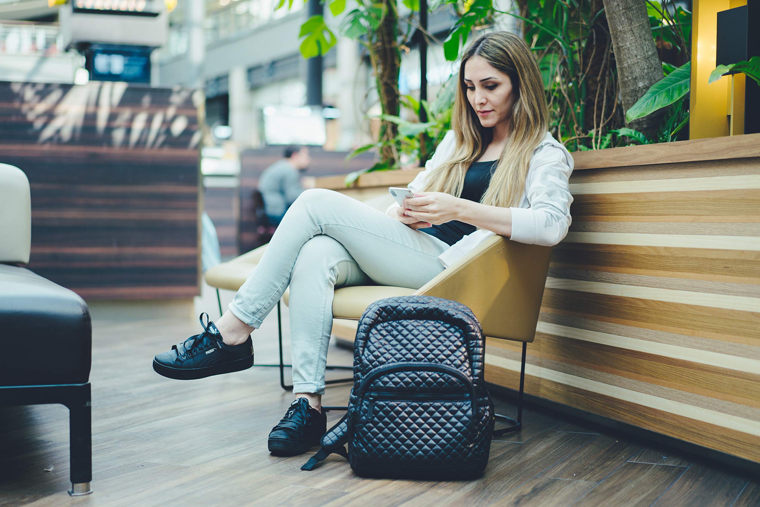 CLARANY Comfortable quilted 15 inch Laptop & Tablet Fashion Travel Backpack Water Repellent