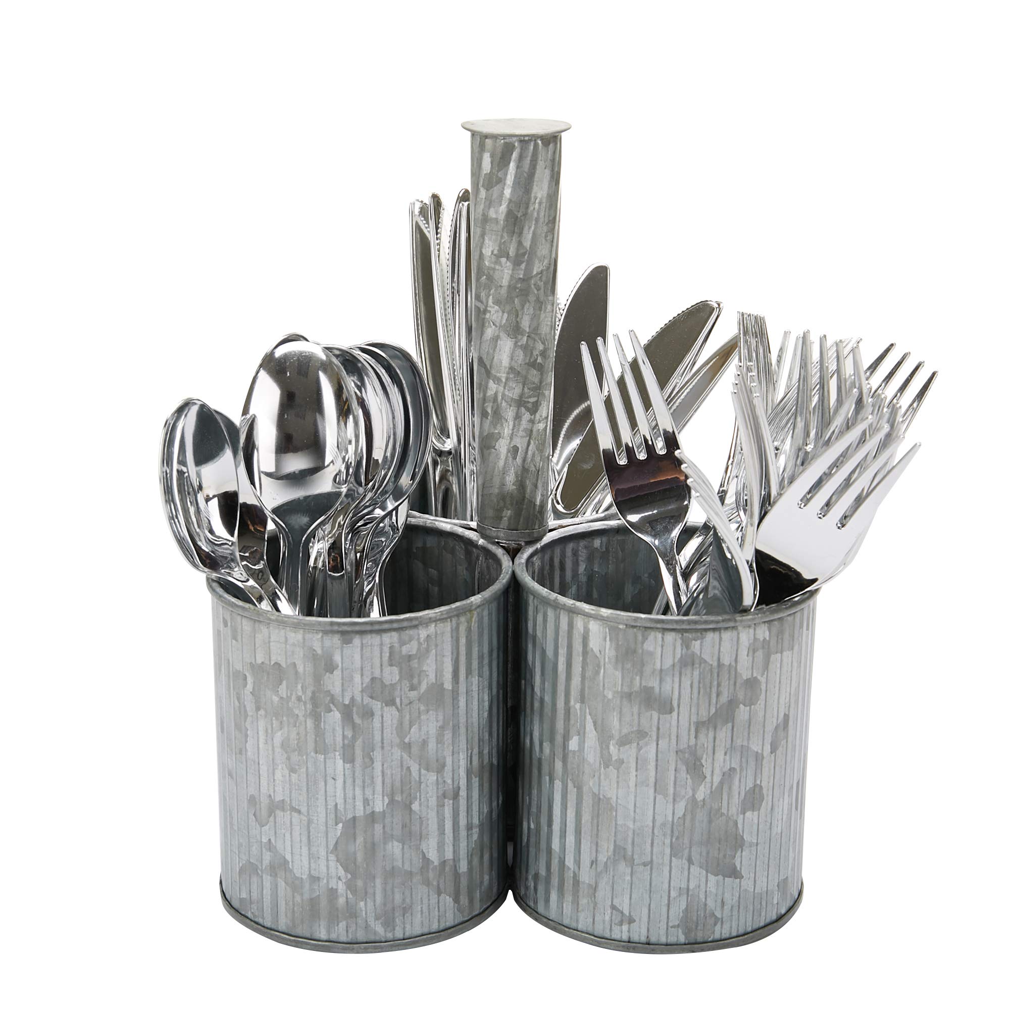 Mind Reader 3-Compartment Caddy Utensil Holder, Silver