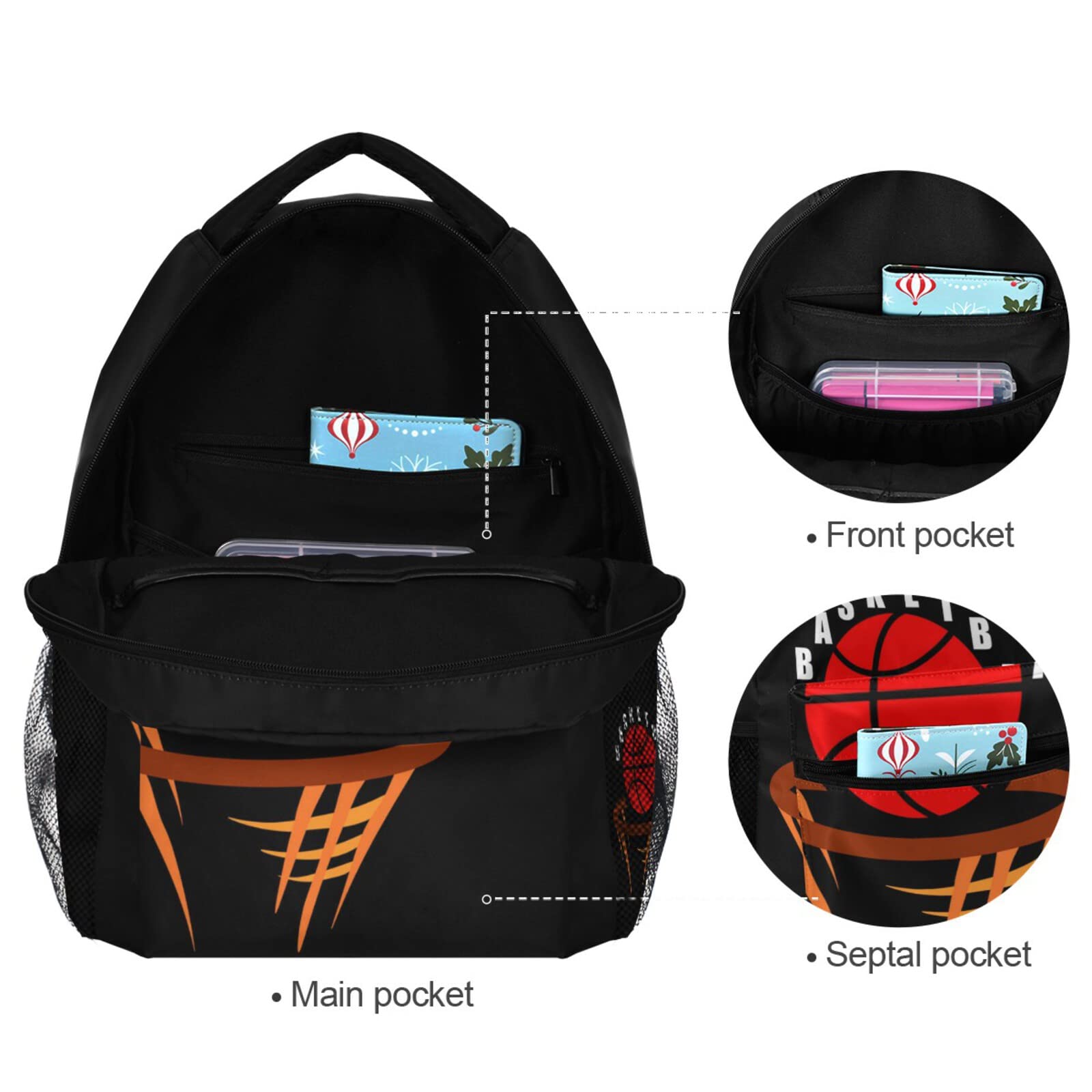 SUABO Laptop Backpack, Basketball College Students Bookbags Computer Notebooks Backpack Travel Hiking Daypack One Size