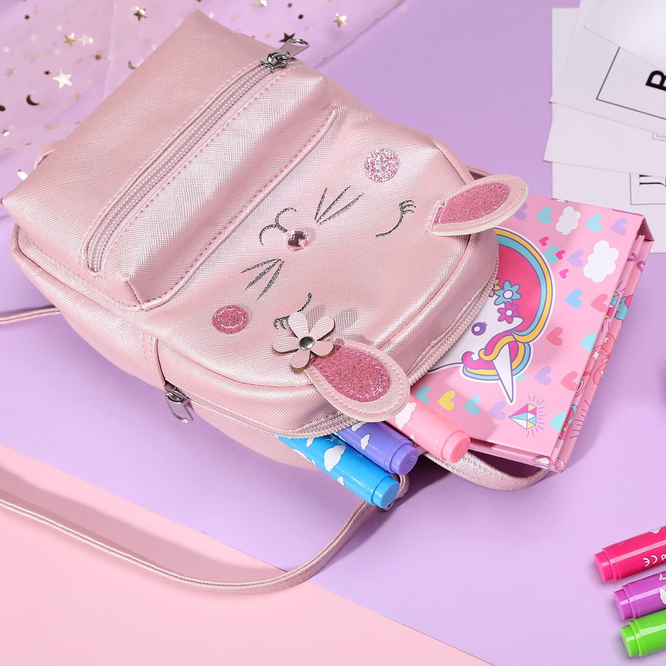 PinkSheep Toddler Backpack Toddler Bag Cute Pink Rabbit Bag for 3-13 Years Little Grils Kids