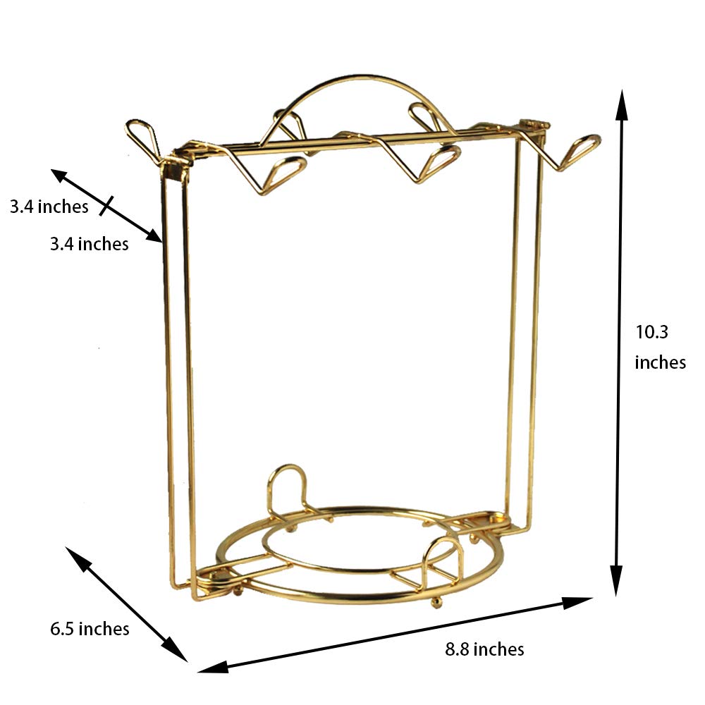 HOHIYA 2 Pcs Tea Cup Display Rack Saucer Stand Holder Teacup for China Coffee Mug Organizer Gold