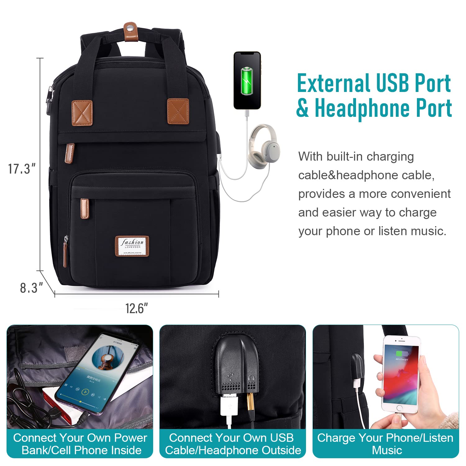 LOVEVOOK Laptop Backpack for Women Girls, 15.6 Inch Anti-Theft Computer Backpack with USB Charging Port, Water Resistant Student School Bookbag Nurse Cute Bag with Lock, Yellow