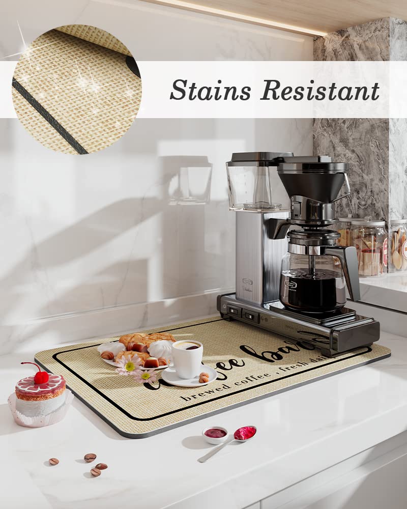 TCHDIO-Coffee Mat-Hide Stain Absorbent Rubber Backed Quick Drying Mat for Kitchen Counter-Coffee Bar Accessories Dish Drying Mat Fit Under Coffee Maker Coffee Machine Coffee Pot Espresso Machine