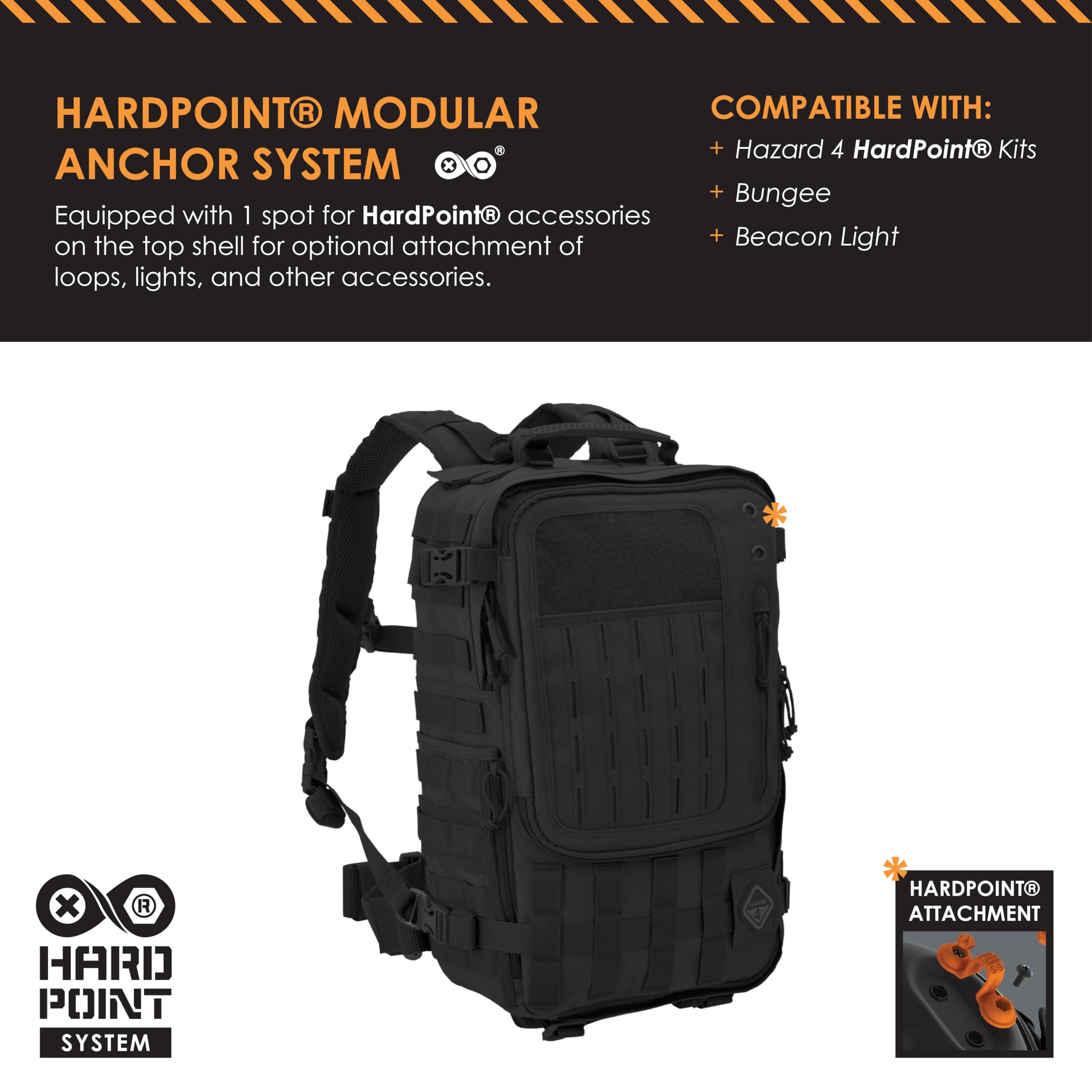 HAZARD 4 Second Front: Rotatable Backpack - Black