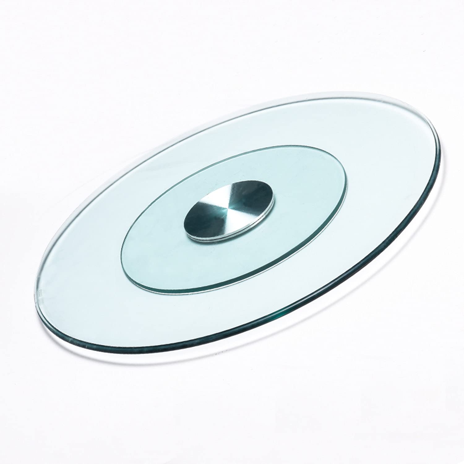 ADKINC Tempered Glass Lazy Susan Turntable for Round Table, Lazy Susan Swivel ,Kitchen Dining Round Lazy Susan Turntable Bearings.80cm(12-Inch, Transparent)