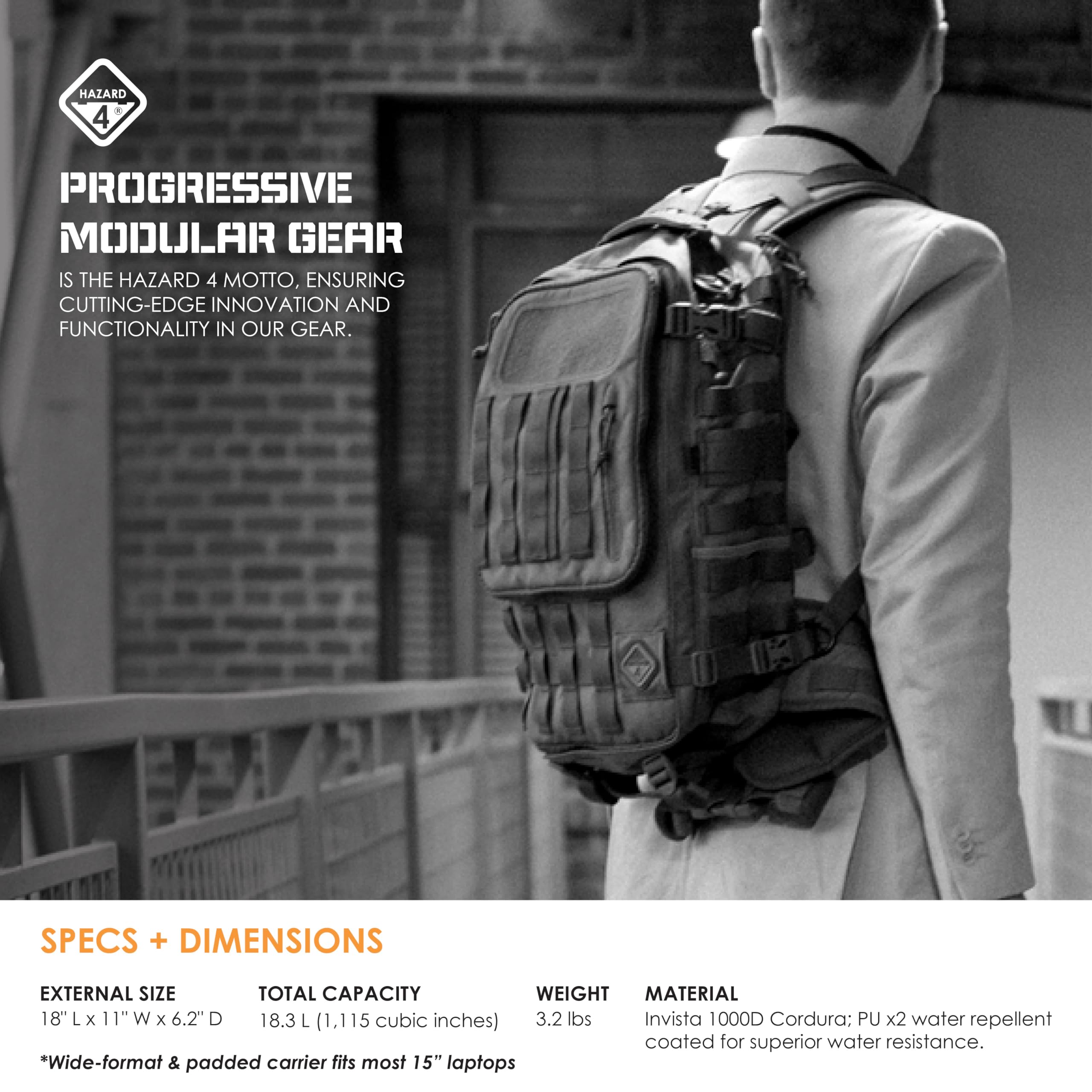 HAZARD 4 Second Front: Rotatable Backpack - Black