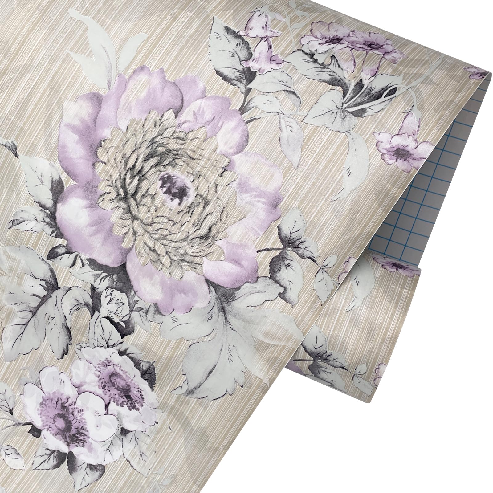 Yifely Vintage Purple Peony Self-Adhesive Kitchen Shelf Drawer Liner Moisture Proof PVC Mat 45x300cm