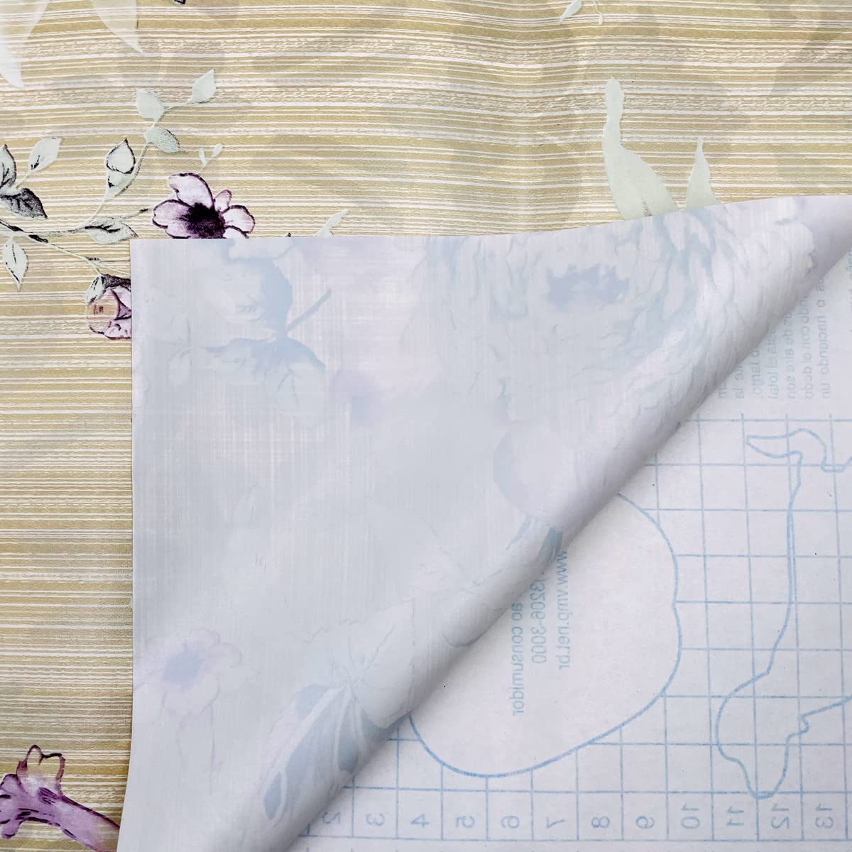 Yifely Vintage Purple Peony Self-Adhesive Kitchen Shelf Drawer Liner Moisture Proof PVC Mat 45x300cm