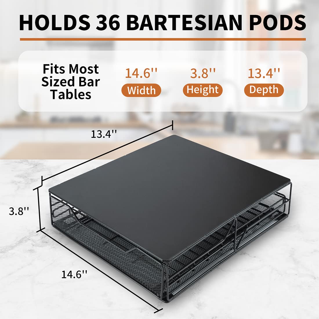 WIWIWISAM Cocktail Pod Holder for Bartesian Pod Drawer Storage Bartesian Pods Black Metal Modern Design(36 Pods)
