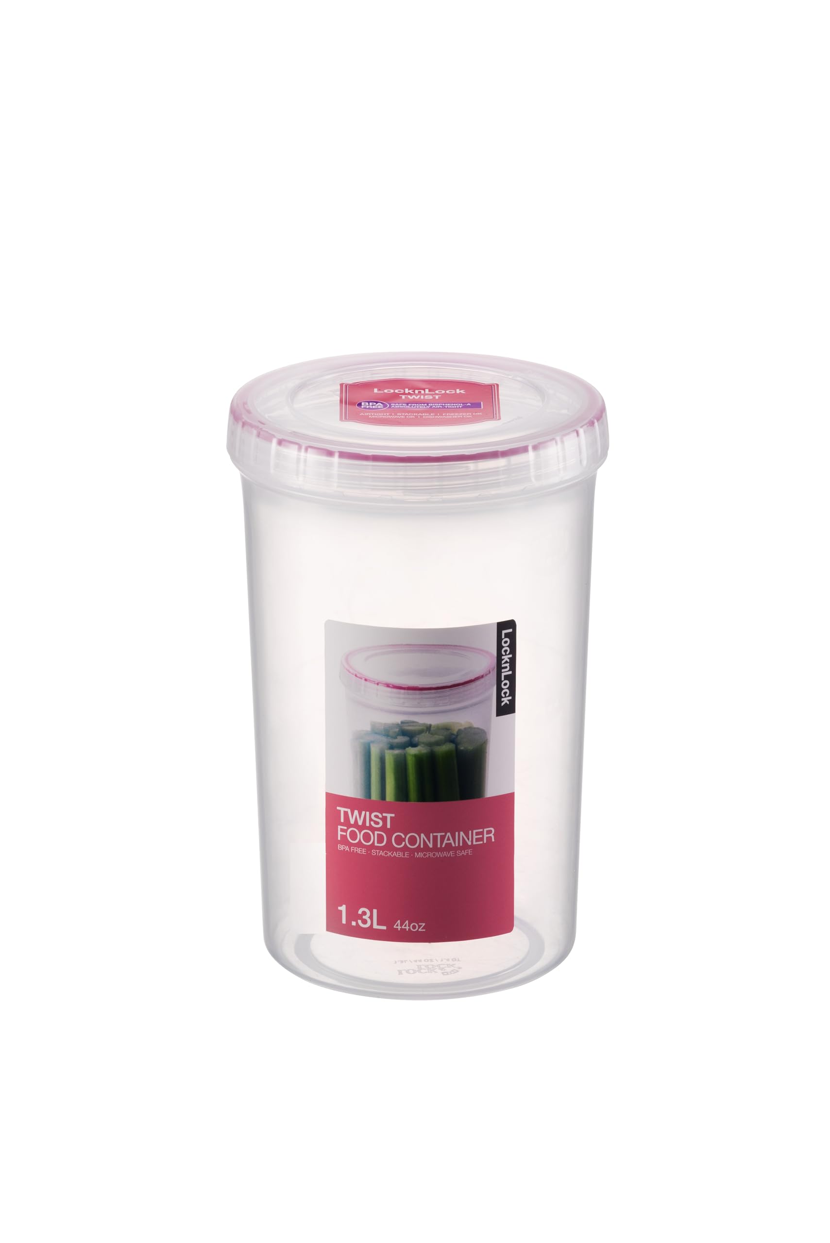 LocknLock Easy Essentials Twist Food Storage lids/Airtight containers, BPA Free, Tall-44 oz-for Pasta, Clear