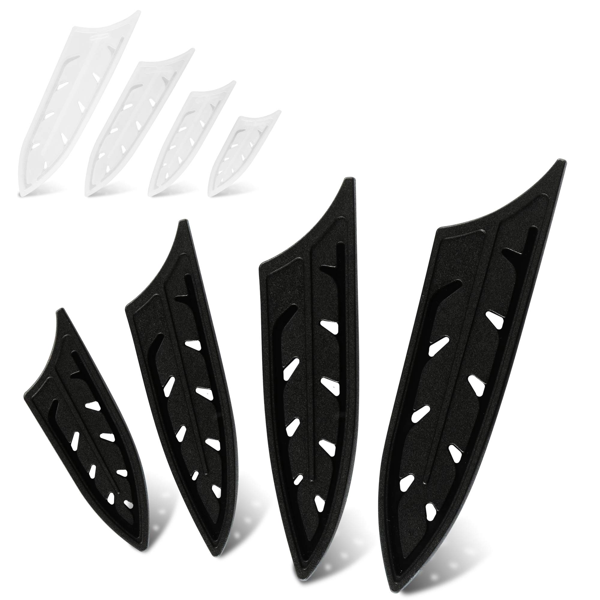 XYJ Knife Sheath Ceramic Knife Edge Guards 8 Pcs Set for 3 4 5 6 inch Knife Blade Protector Knife Cover for Ceramic Knife Kitchen Chef Knife Case Black White
