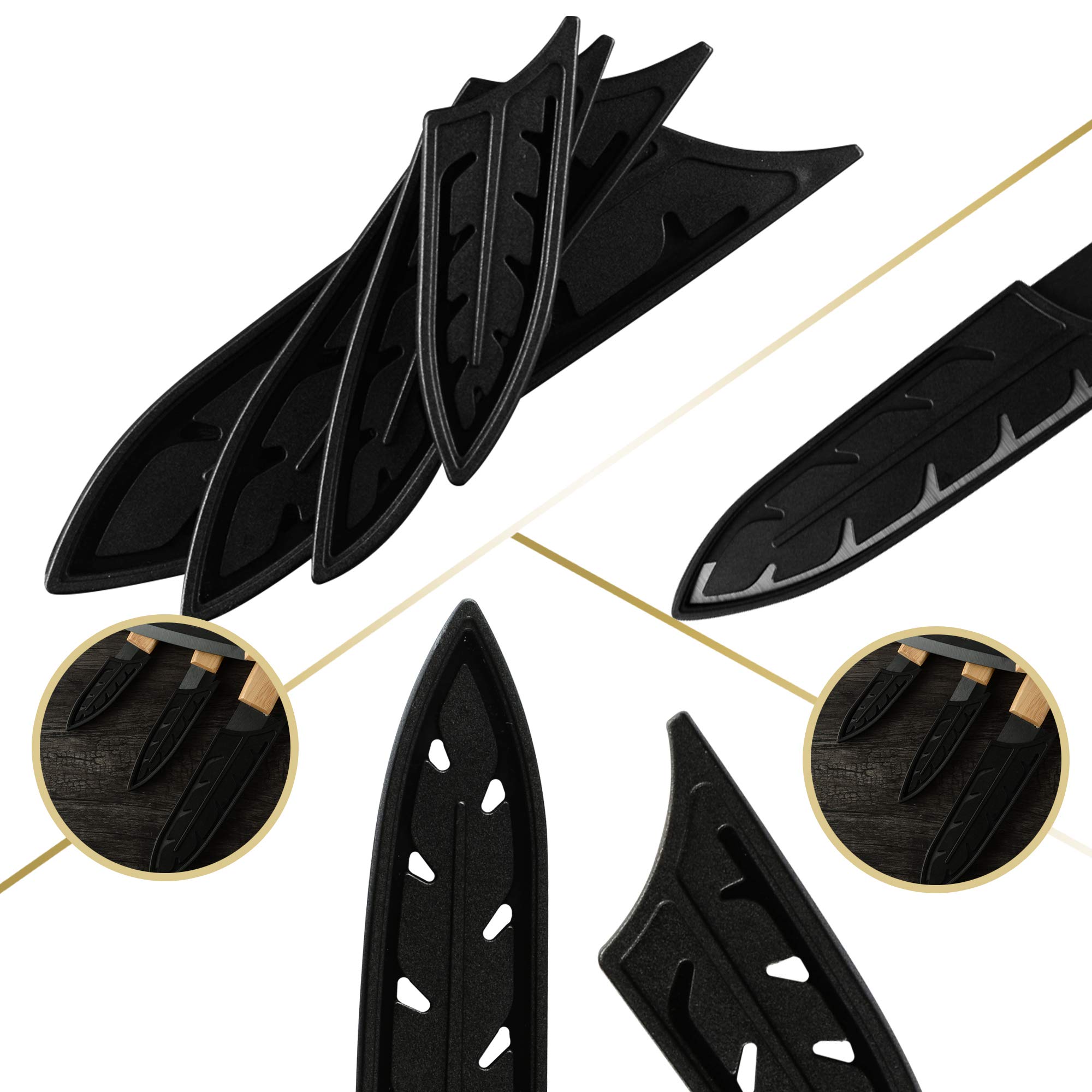 XYJ Knife Sheath Ceramic Knife Edge Guards 8 Pcs Set for 3 4 5 6 inch Knife Blade Protector Knife Cover for Ceramic Knife Kitchen Chef Knife Case Black White