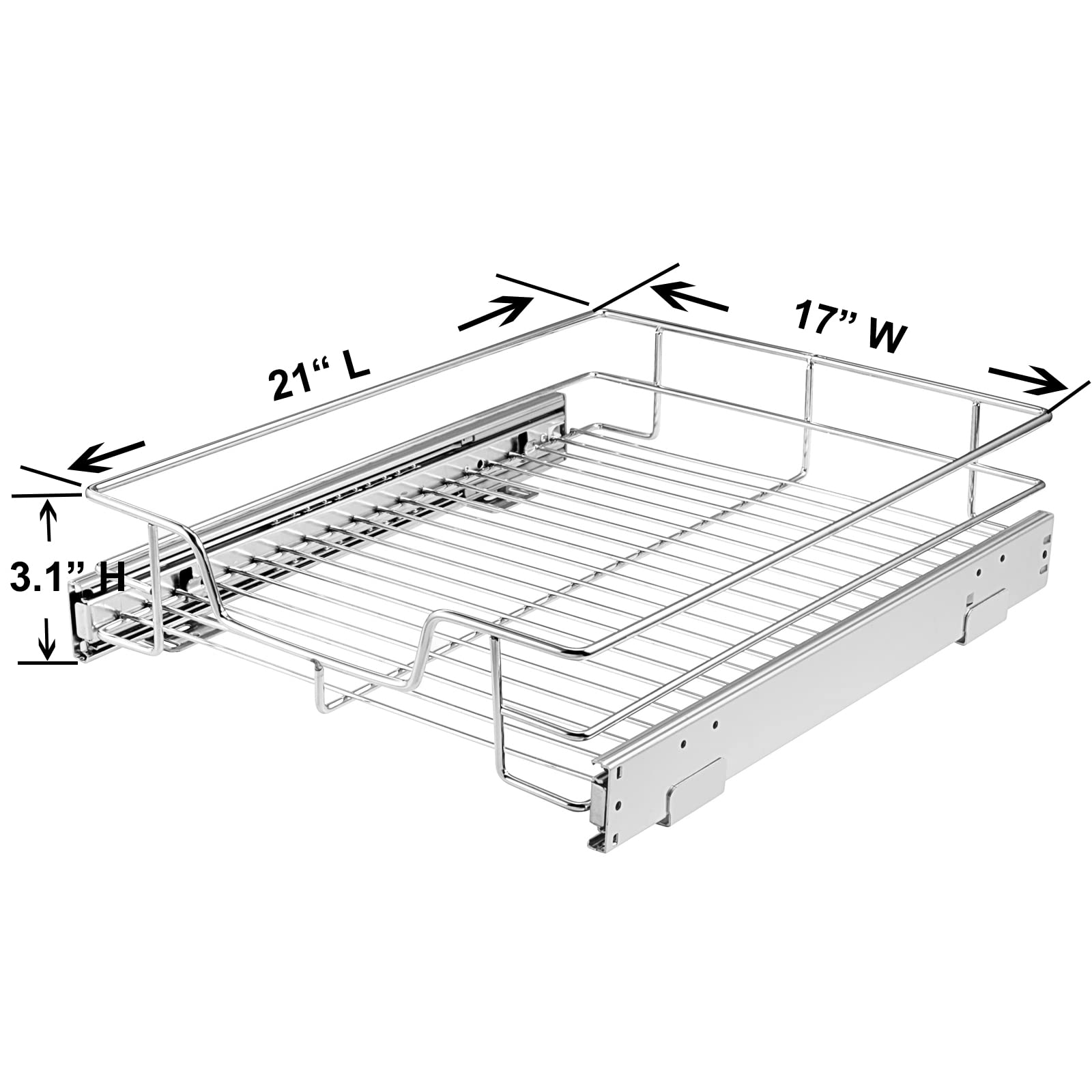 HAVEITS Pull Out Cabinet Organizer, Heavy Duty Slide Out Kitchen Cabinet Shelves For Kitchen, Bathroom, Under Sink Organizer with Soft Close Drawer, Basket Size 17" W x 21" D x 3.1" H