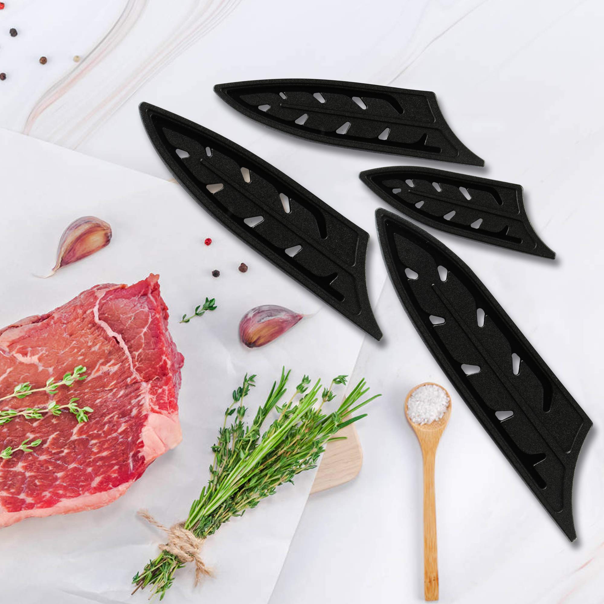 XYJ Knife Sheath Ceramic Knife Edge Guards 8 Pcs Set for 3 4 5 6 inch Knife Blade Protector Knife Cover for Ceramic Knife Kitchen Chef Knife Case Black White