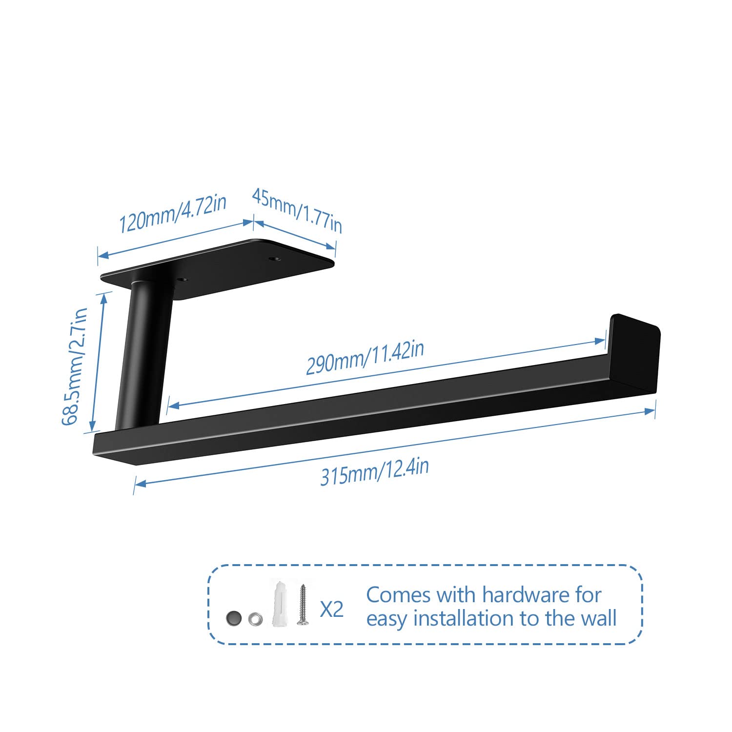 Paper Towel Holder JSVER Roll Paper Towel Rack, Drilling Paper Towel Holder Wall Mount, Paper Towel Holder for Bathroom, Kitchen, Under Counter Paper Roll Rack