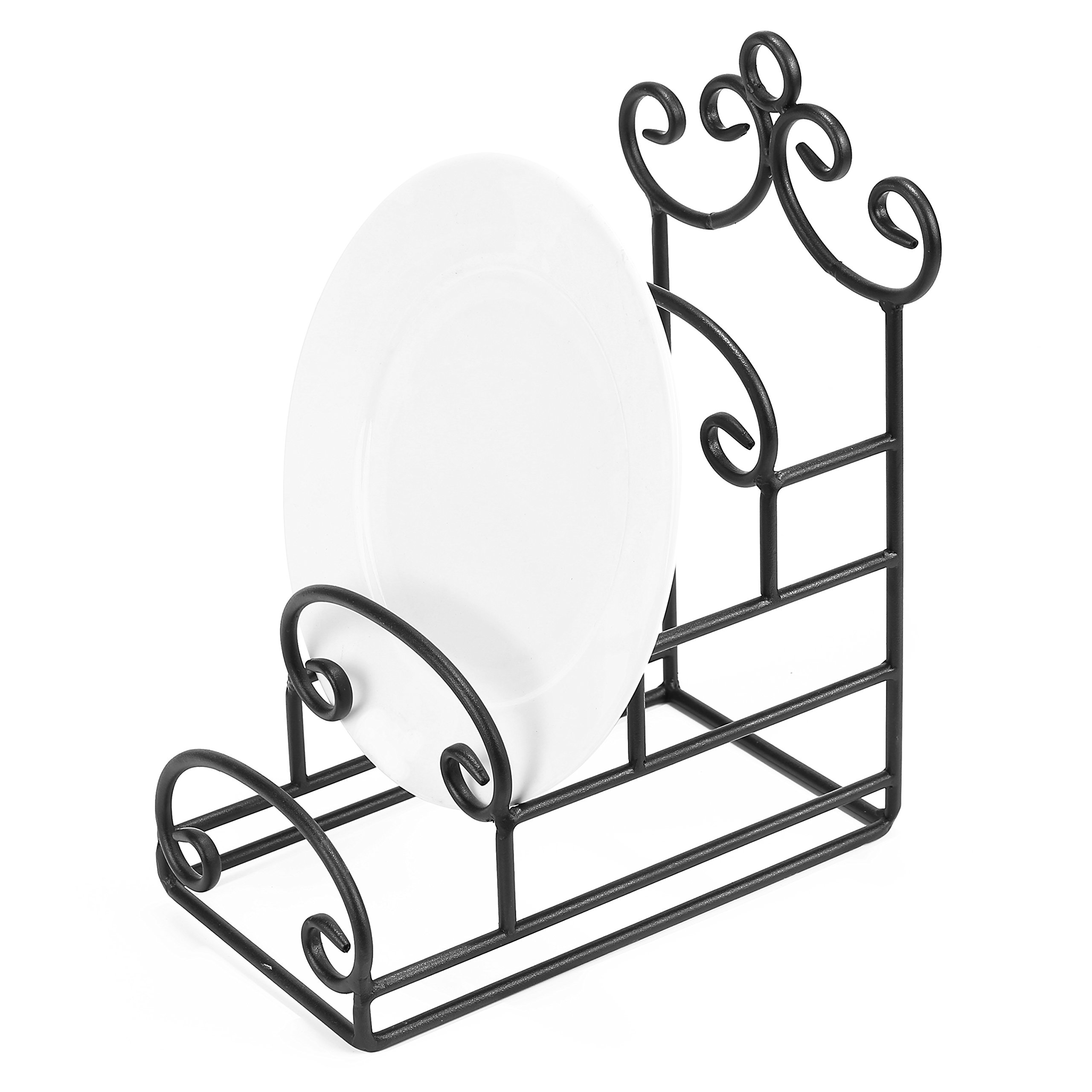 MyGift 4-Tier Vintage-Style Metal Scrollwork Plate Display Stand