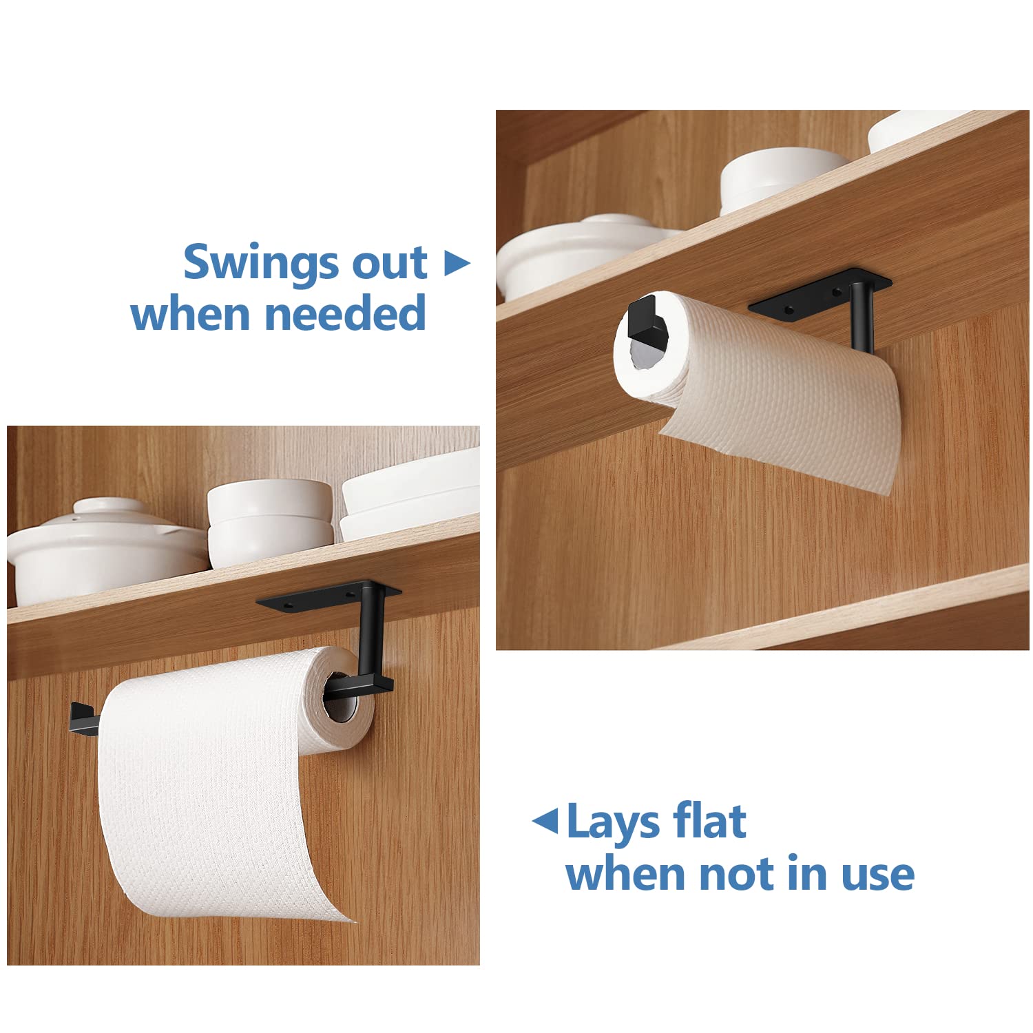 Paper Towel Holder JSVER Roll Paper Towel Rack, Drilling Paper Towel Holder Wall Mount, Paper Towel Holder for Bathroom, Kitchen, Under Counter Paper Roll Rack