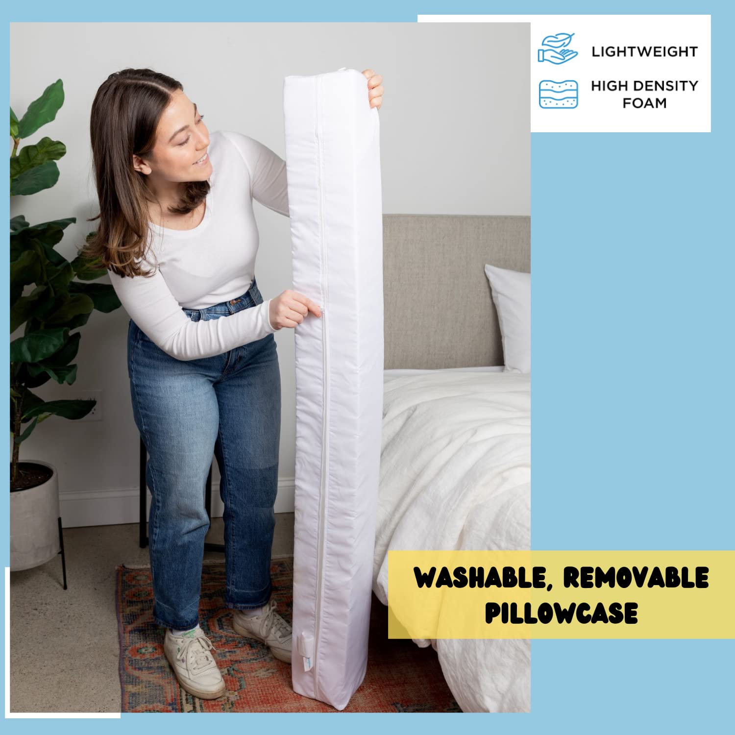 SnugStop The Original Bed Wedge Mattress Filler, Bed Wedge Pillow, Bed Headboard Pillow Wedge, Gap Filler Between Your Headboard and Mattress, Triangle Pillow Wedge, Don't Lose Your Pillow (Queen)