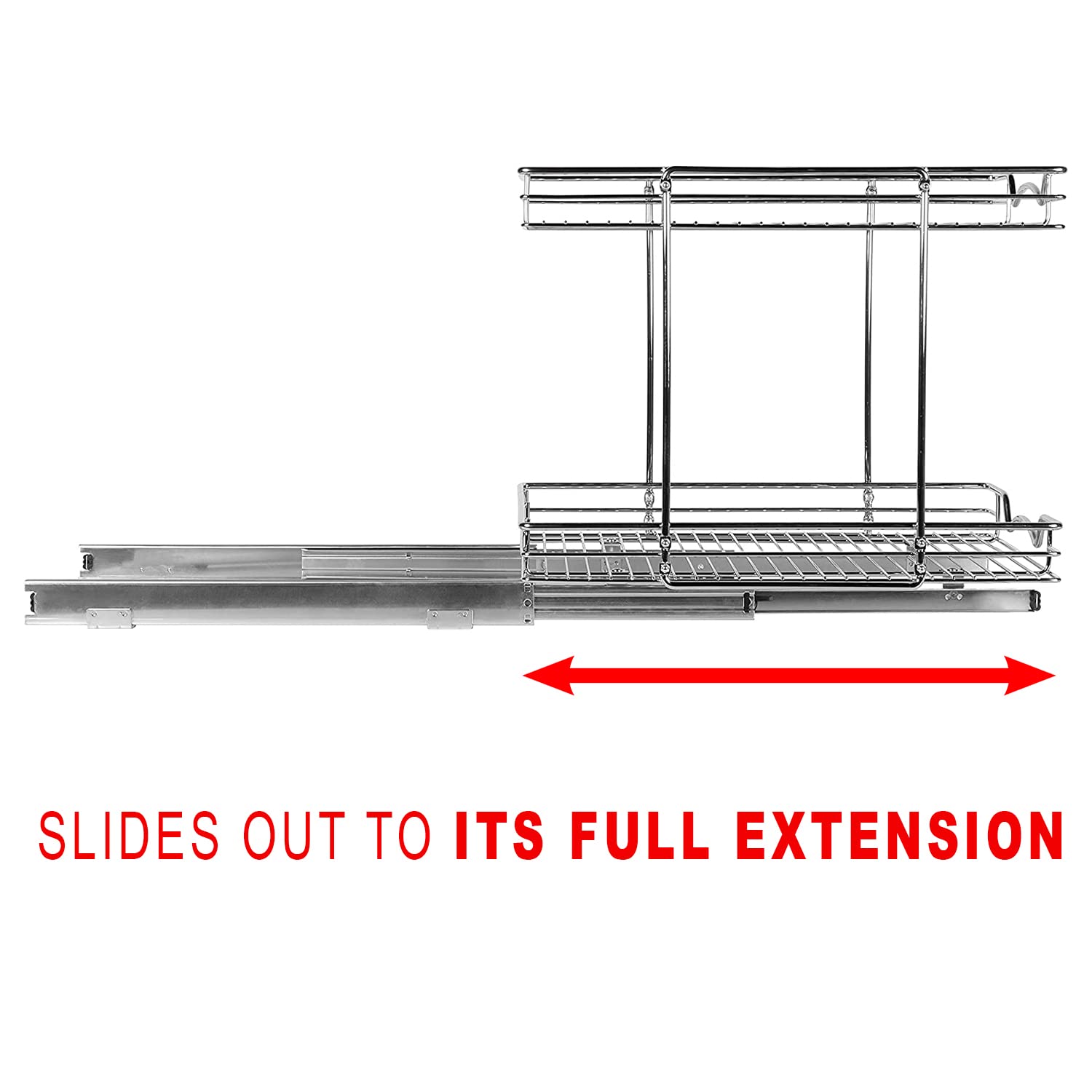 Hold N’ Storage 2 Tier Pull Out Cabinet Organizer Shelves – Heavy Duty Metal with 5 Year Limited Warranty -15"W x 21"D x 17-3/4"H