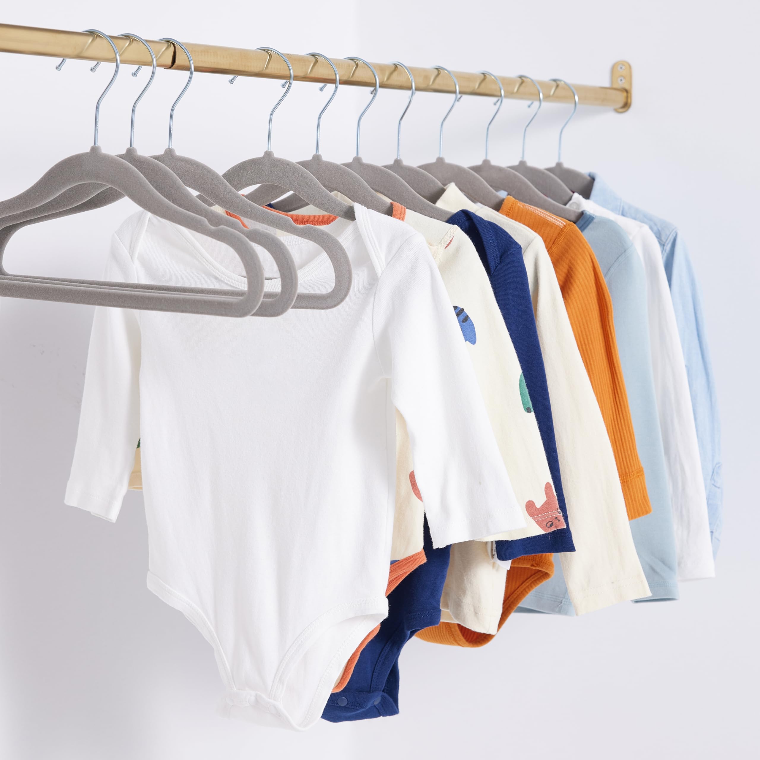 Amazon Basics Kids Velvet, Non-Slip Clothes Hangers, Gray - Pack of 50