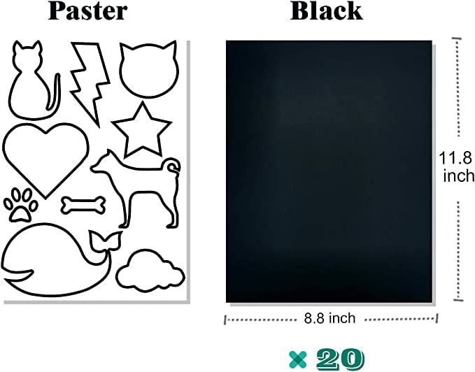 20 Pcs Self Adhesive Velvet Flocking Liner Sheets,Self Adhesive Flocked Fabric for Jewelry Box, Self Adhesive Velvet Liner(Black)