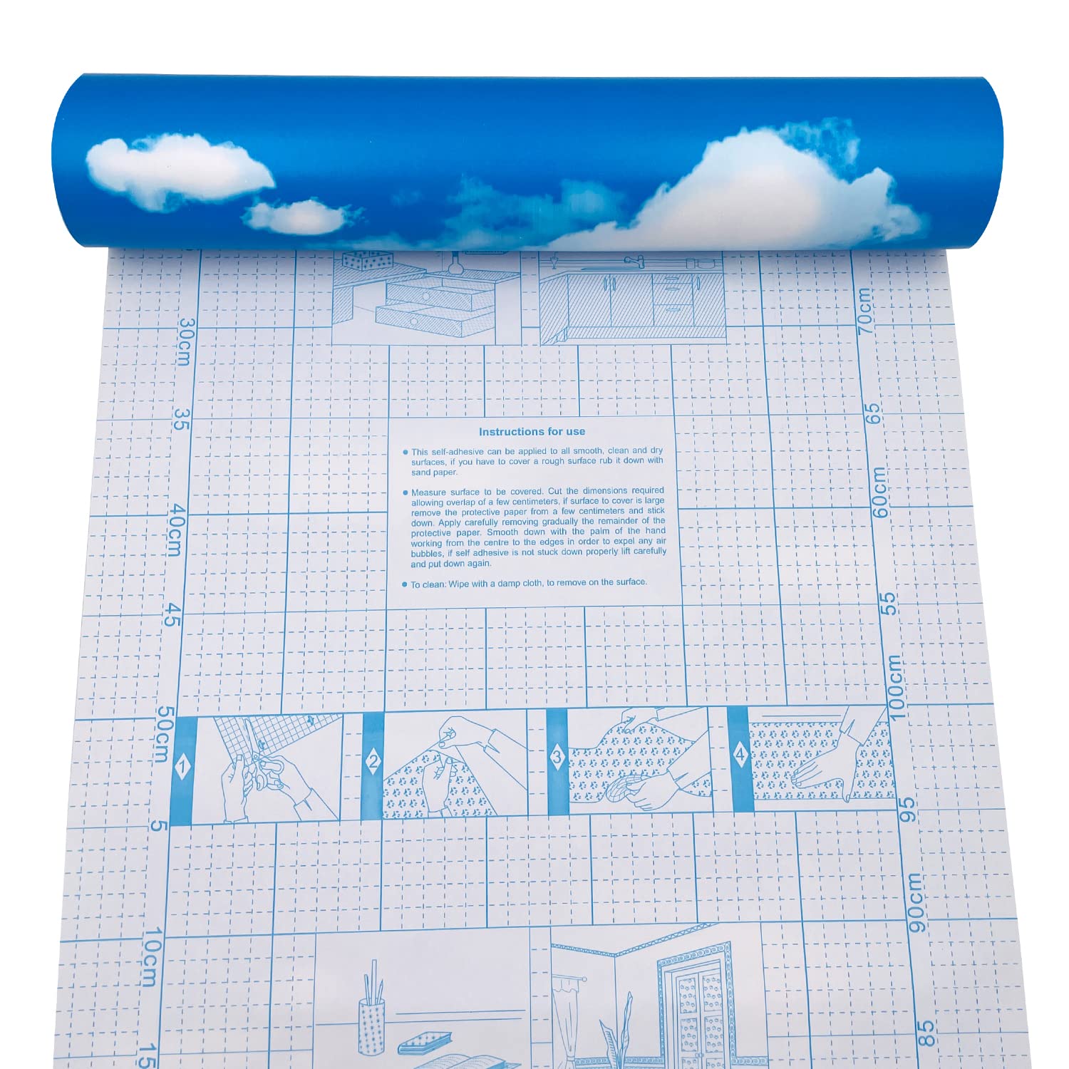 Yifely Blue Sky White Clound Shelf Liner Paper Self Adhesive Vinyl Wallpaper for Bedroom Living Room 17x118 Inch