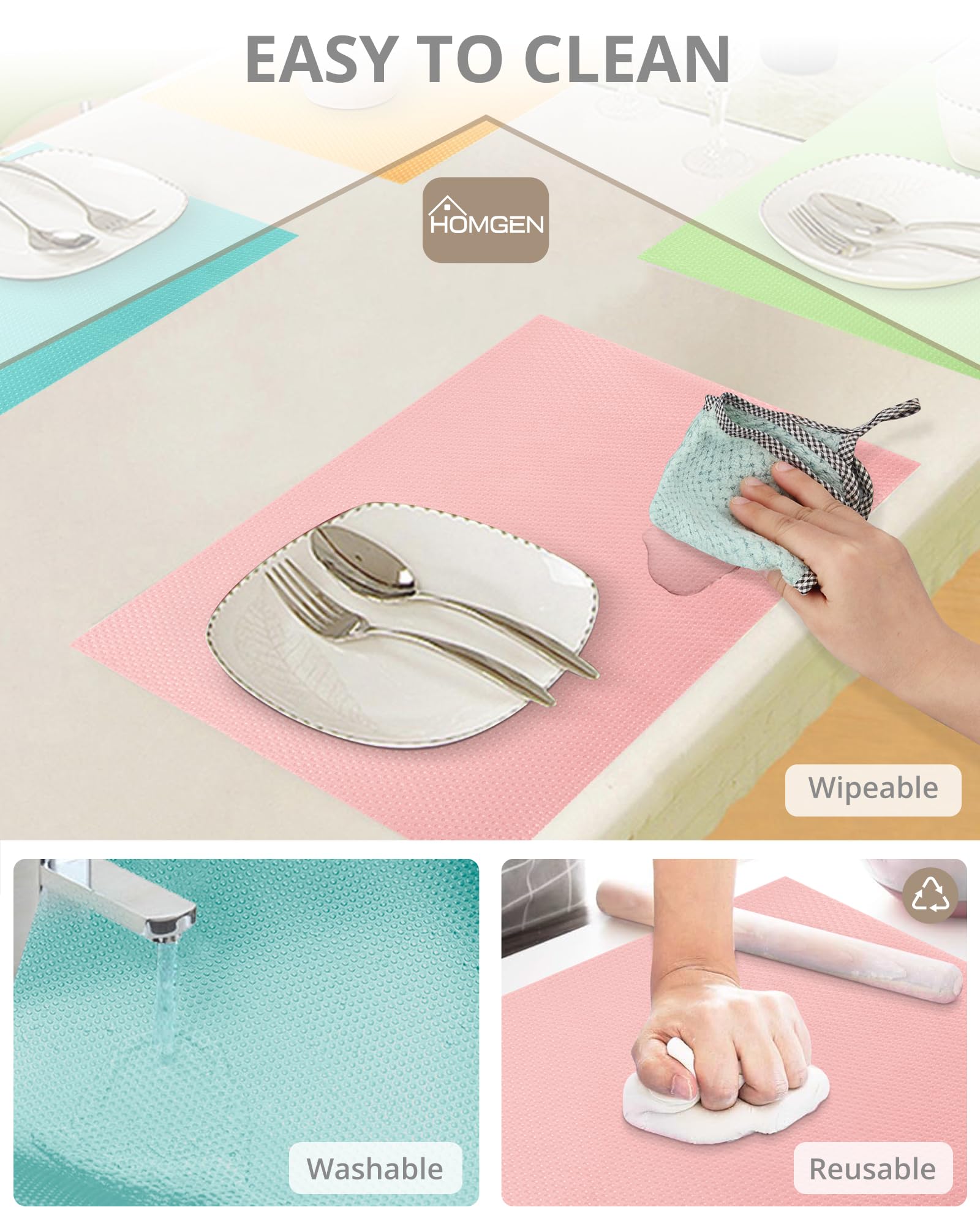 Fridge Liners Mrs Hinch,HOMGEN Popular 16Pcs Refrigerator Mats Fashion Refrigerator pad Fridge Mats Liners Waterproof Fridge Pads Mat for Fridge, Drawer, Book Shelves ect (4 Colours,45x29cm)