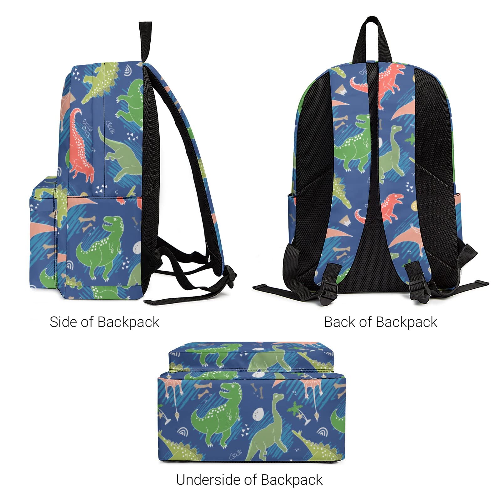 Ewobicrt Blue Dinosaurs Backpack 16.7 inch Large Cute Laptop Bag Casual Daypack Bookbag for Work Travel Camping