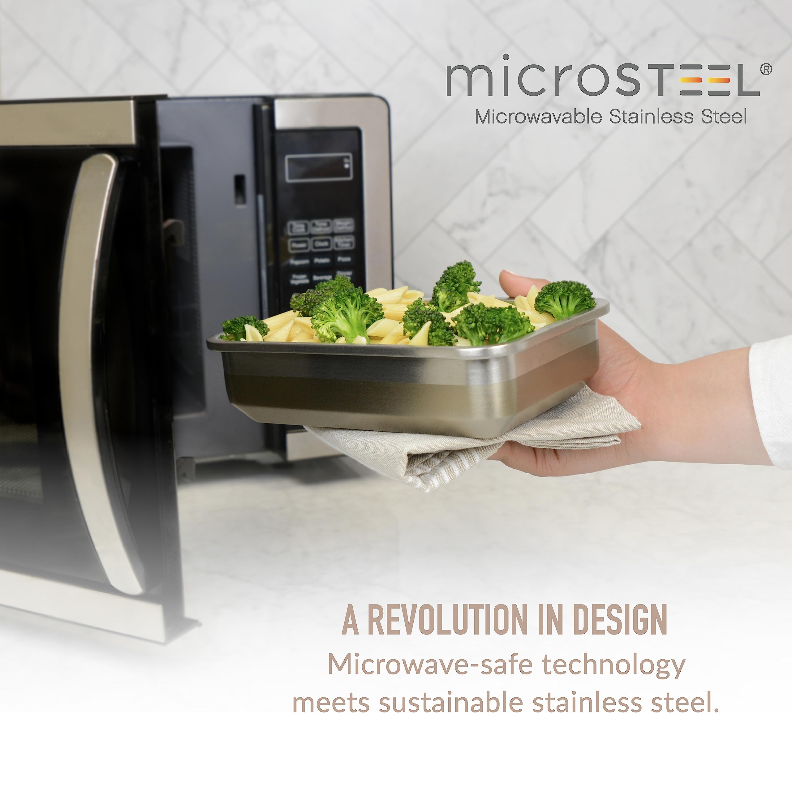 Bentgo® MicroSteel™ Heat & Eat Container - Microwave-Safe, Sustainable & Reusable Stainless Steel Food Storage Container with Airtight Lid for Eco-Friendly Meal Prepping (Dinner Size - 5.5 Cups)