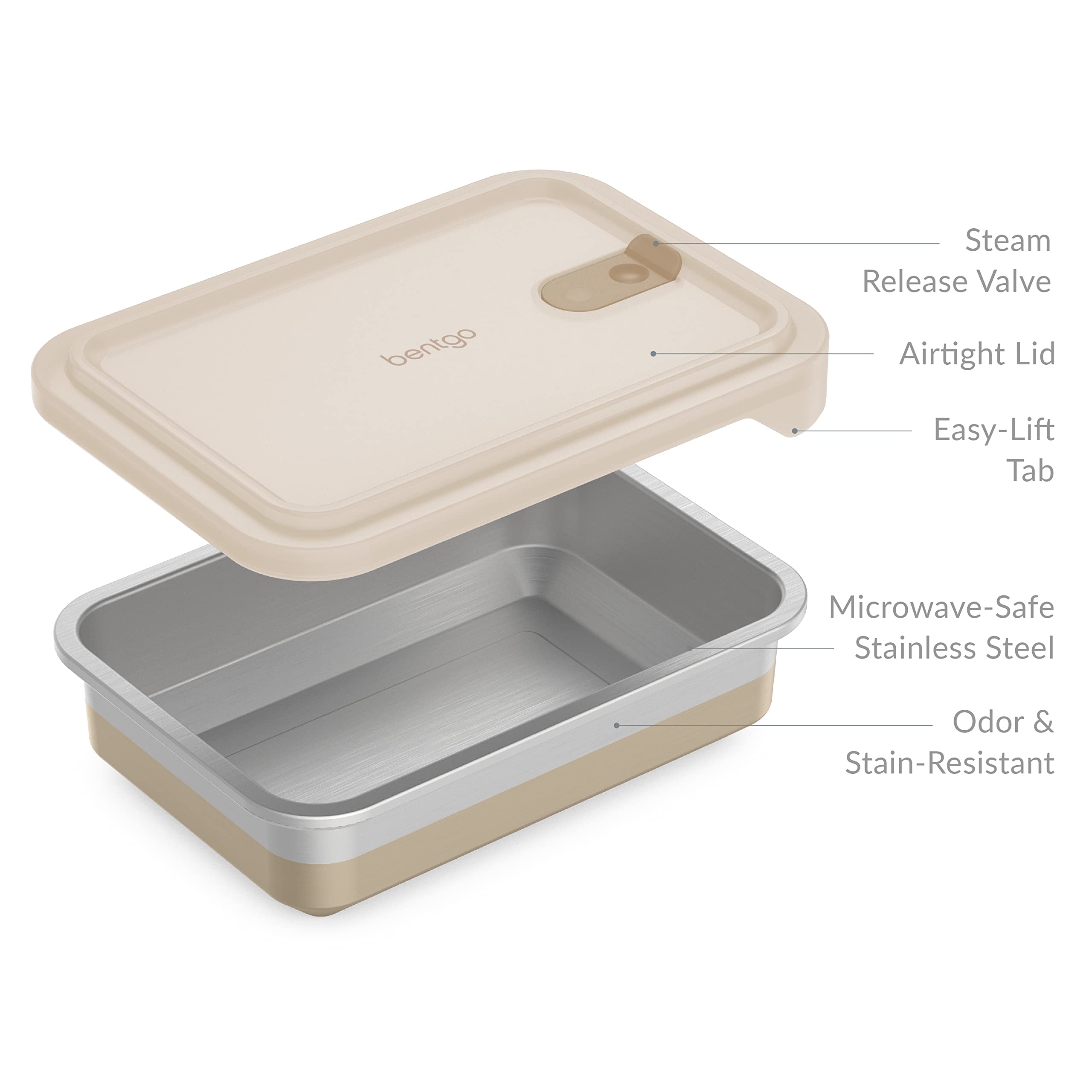 Bentgo® MicroSteel™ Heat & Eat Container - Microwave-Safe, Sustainable & Reusable Stainless Steel Food Storage Container with Airtight Lid for Eco-Friendly Meal Prepping (Dinner Size - 5.5 Cups)