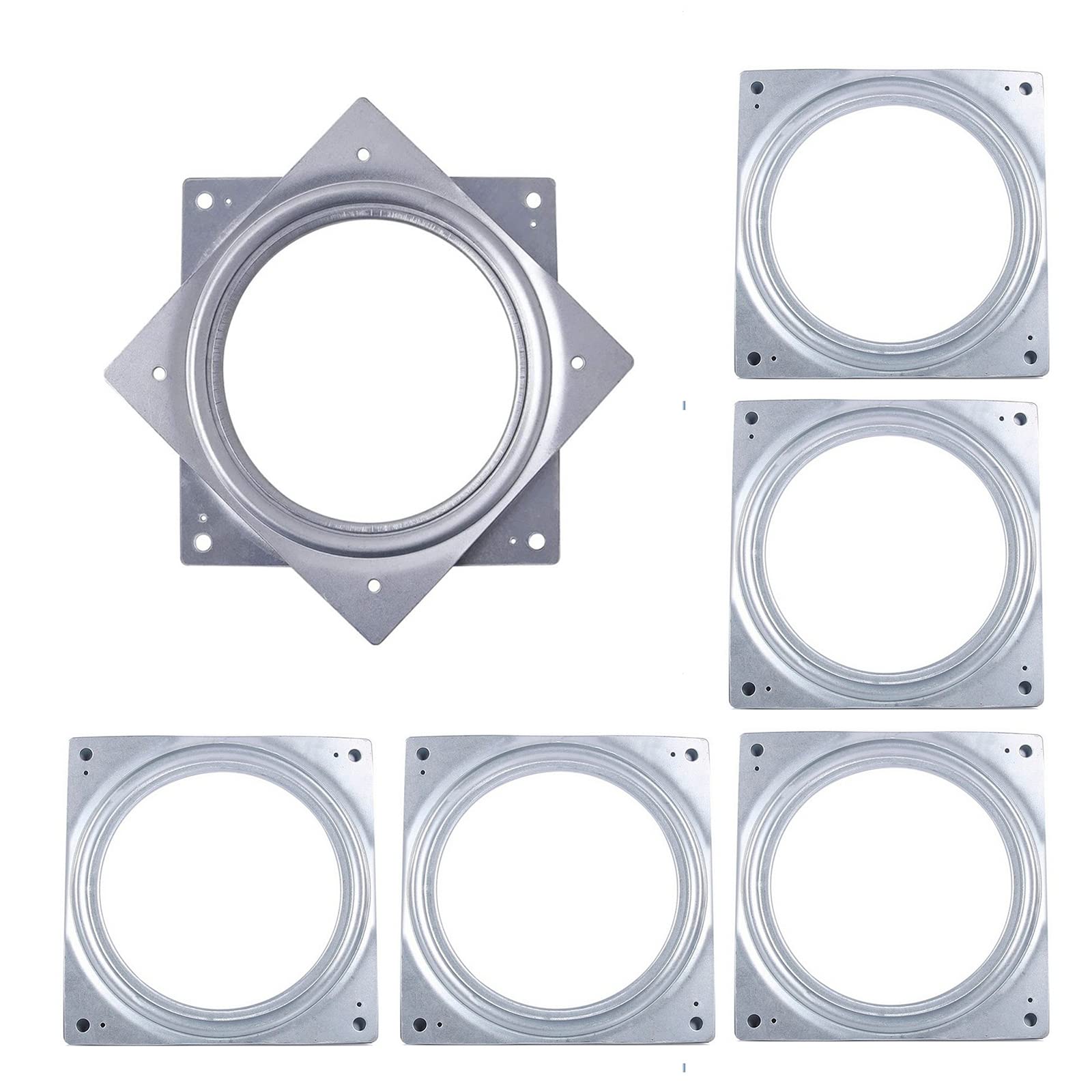 Richohome 6 Pack 6 Inch Lazy Susan Hardware, Square Rotating Bearing Plate, Lazy Susan Turntable Bearing for for Serving Trays, Kitchen Storage Racks, Craft Table, Zinc Plated Steel Swivel Plate