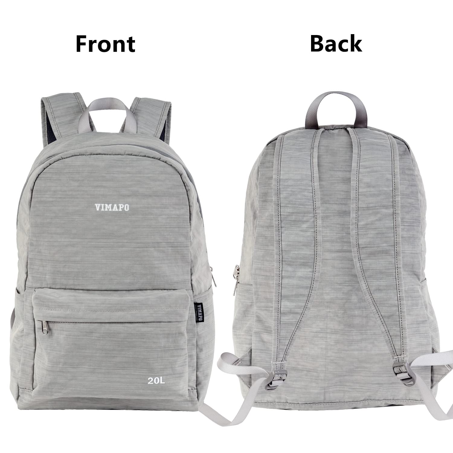 vimapo Lightweight Foldable Backpack for Travel, 20L Packable Hiking Daypack, Camping Outdoor Cycling Bag for Adult & Teen (Grey)